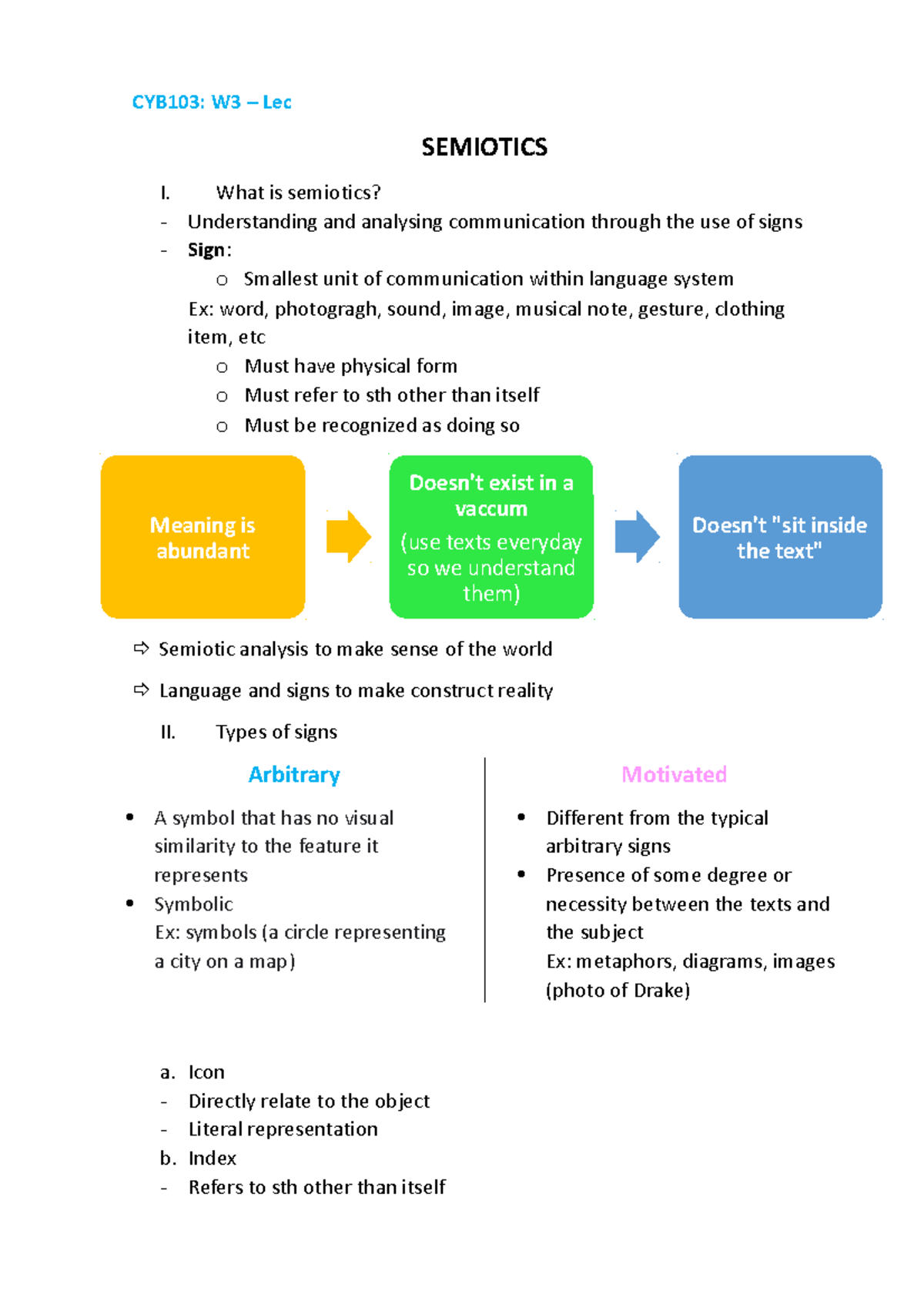 CYB103 W3 Module Semiotics - CYB103: W3 – Lec SEMIOTICS I. What is ...