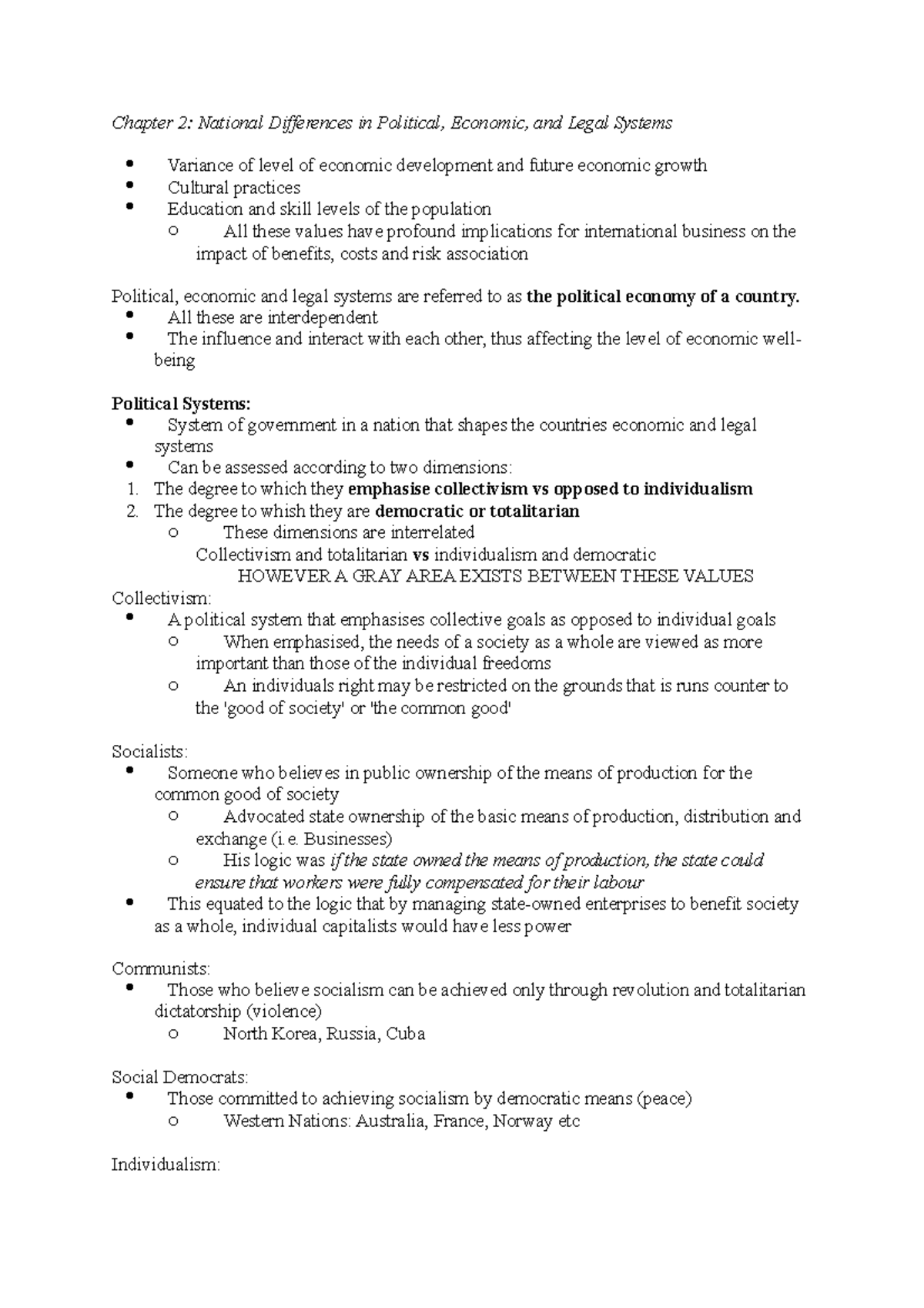 Week 2 Readings - Chapter 2: National Differences in Political ...