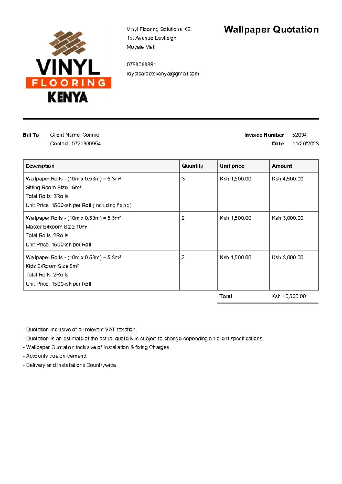 Wallpaper Quotation - Vinyl Flooring Solutions KE 1st Avenue Eastleigh ...