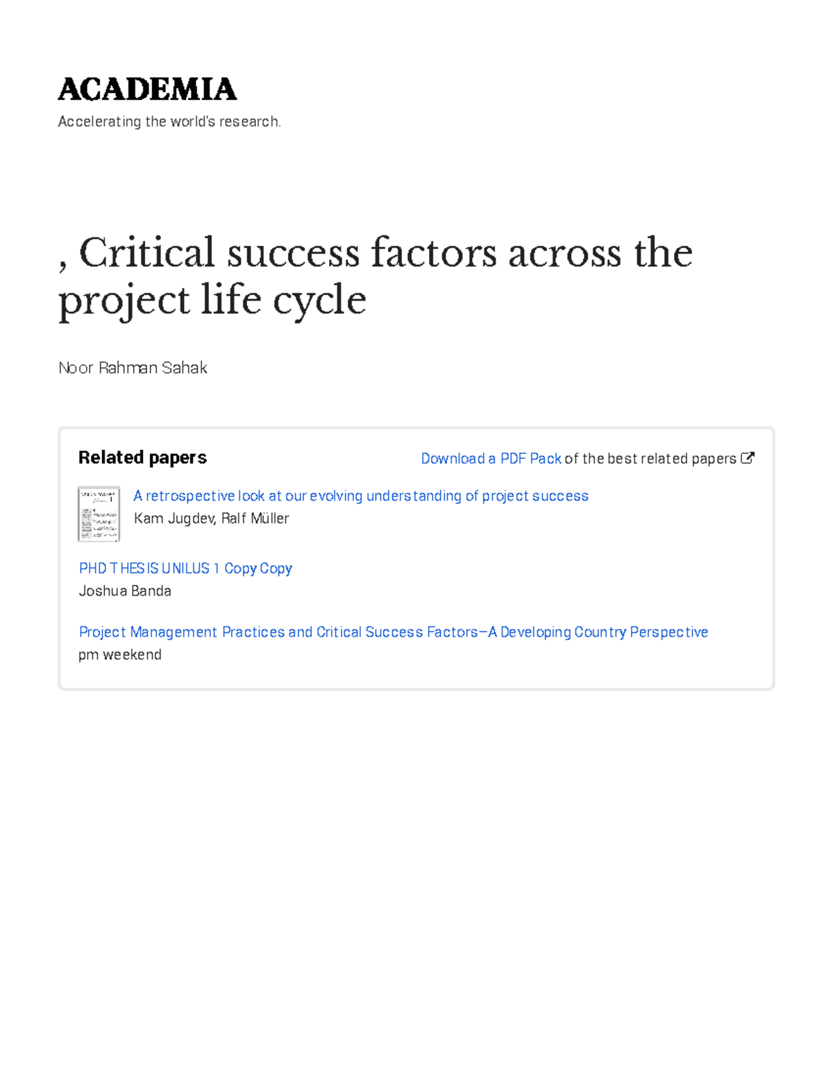 1988 Critical success factors across the project life cycle-with-cover-page-v2 - Accelerat ing t ...