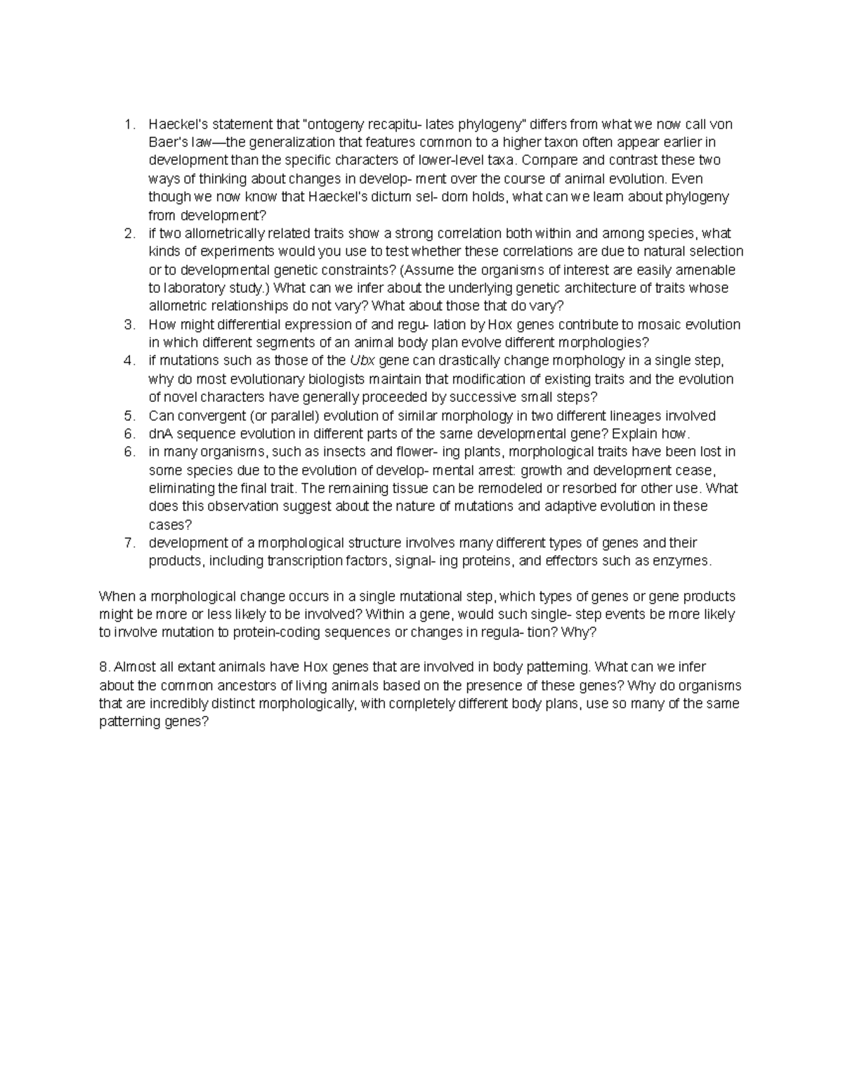 Esummary chapter 15 - Haeckel’s statement that “ontogeny recapitu ...