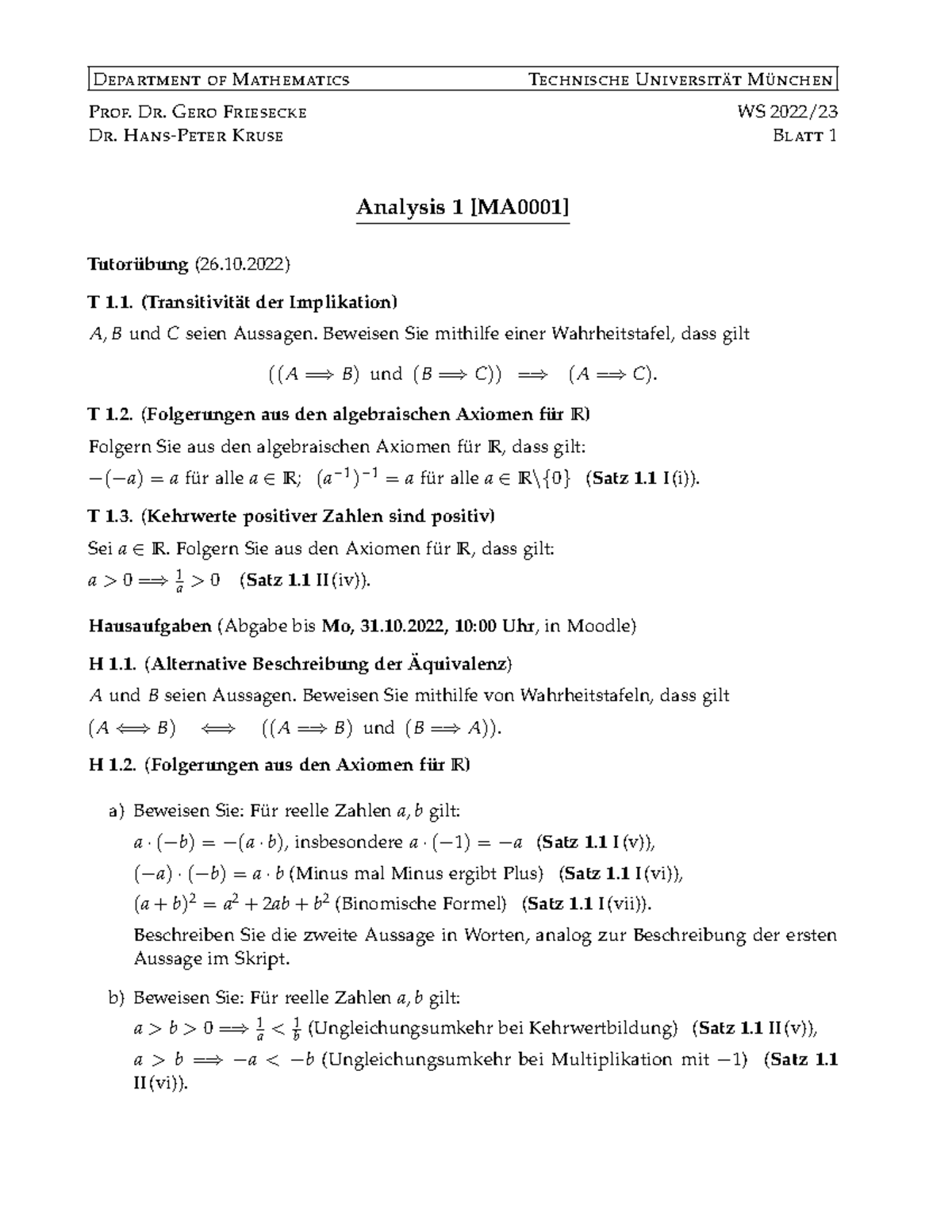 Blatt 01TH - First paper - Department of Mathematics Technische ...