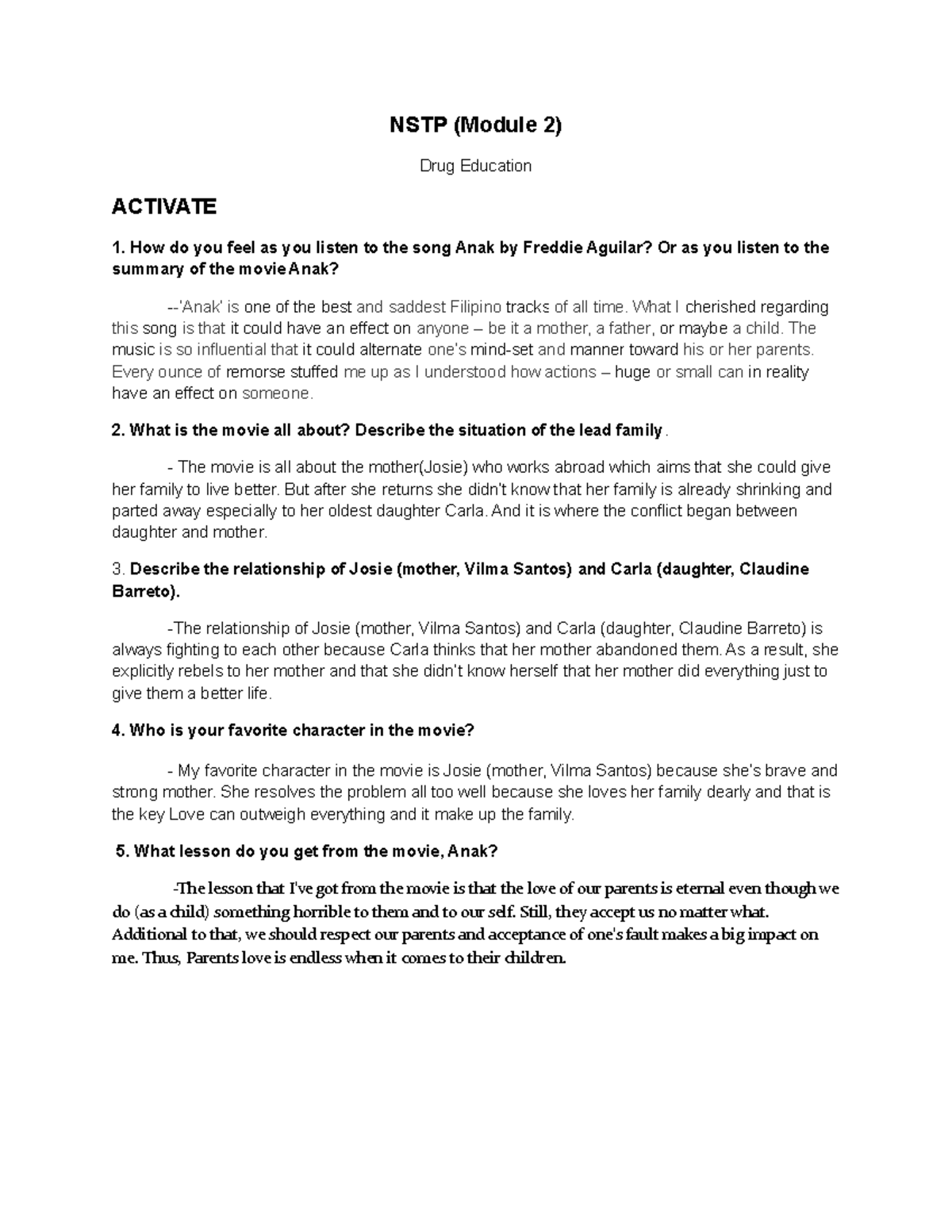 NSTP(module 2)-Anak - fine - NSTP (Module 2) Drug Education ACTIVATE 1 ...