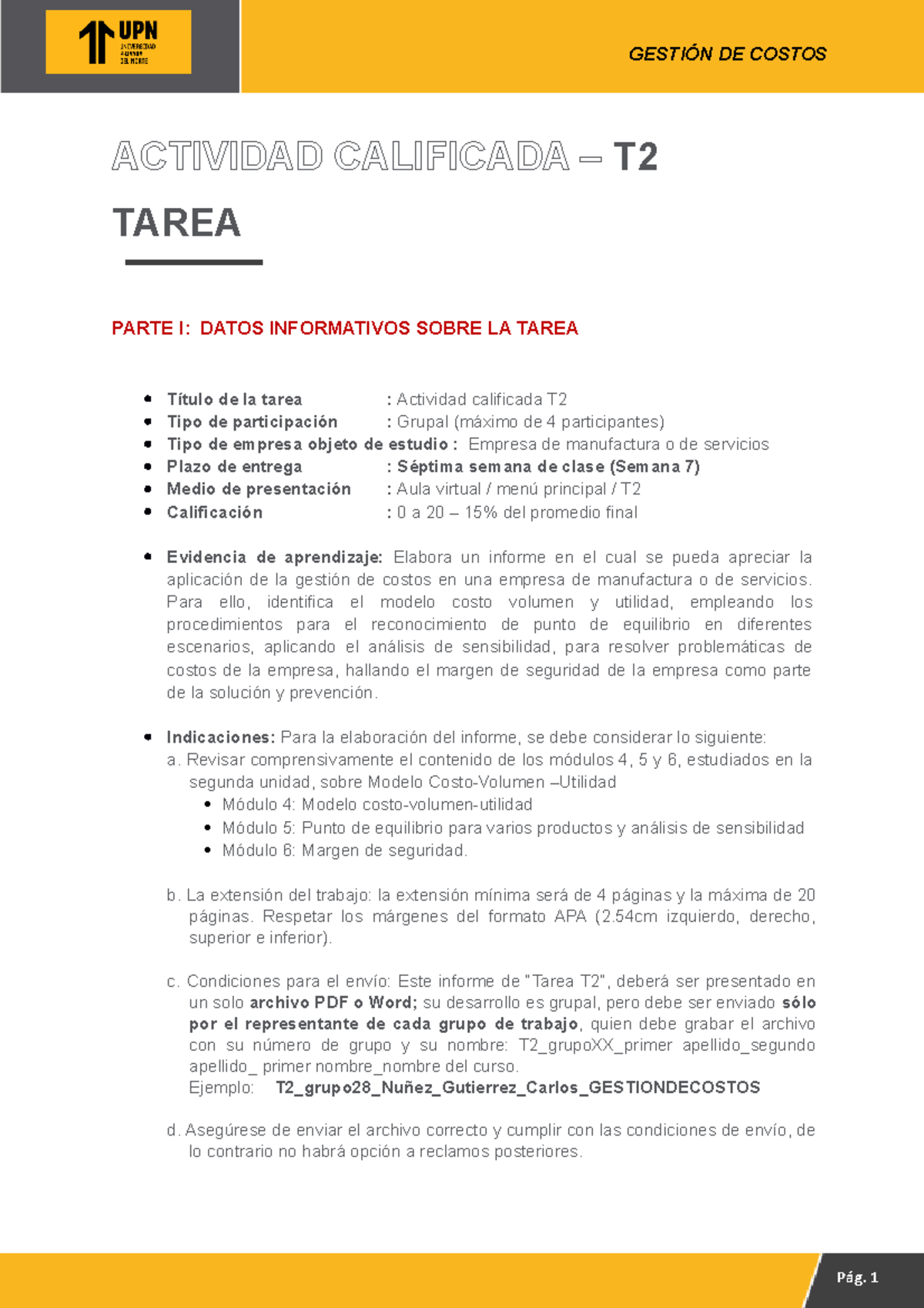 Formato Tarea T2 - AAAAAAAAAAAAAAAAAA - ACTIVIDAD CALIFICADA – T TAREA ...