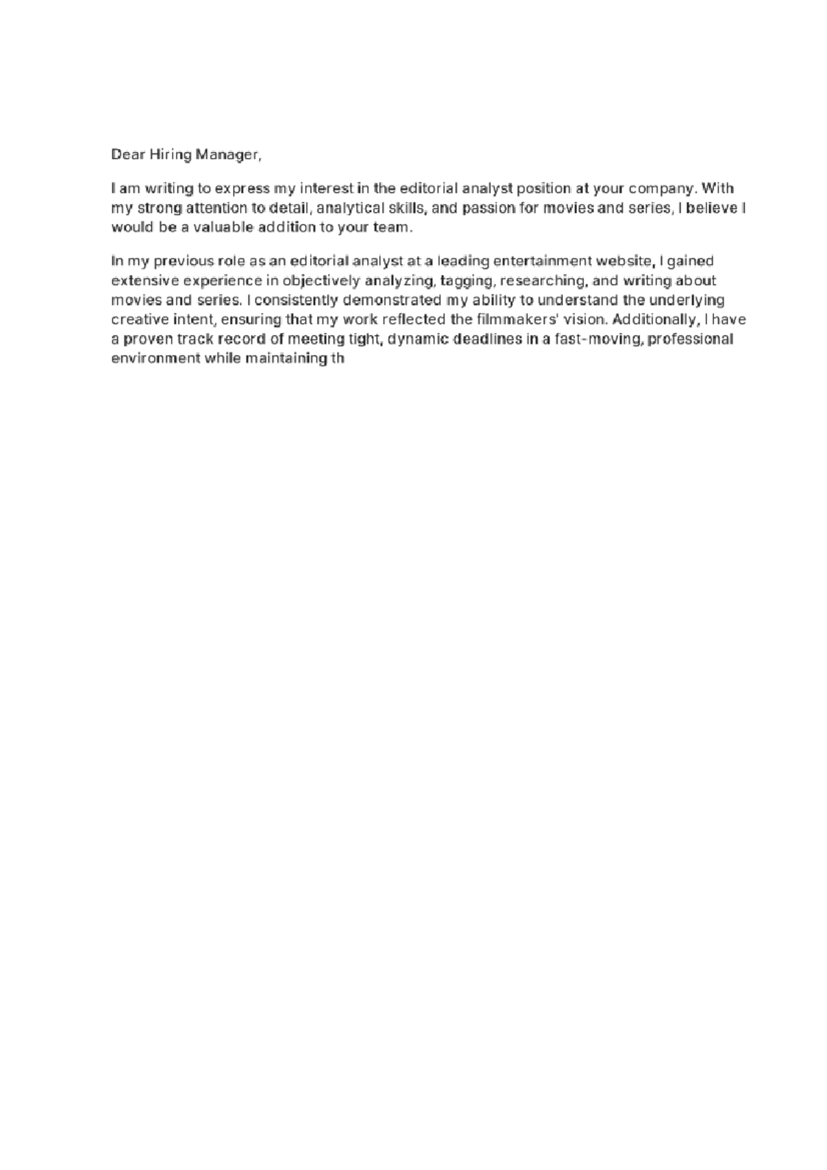 Netflix cover letter - Studocu