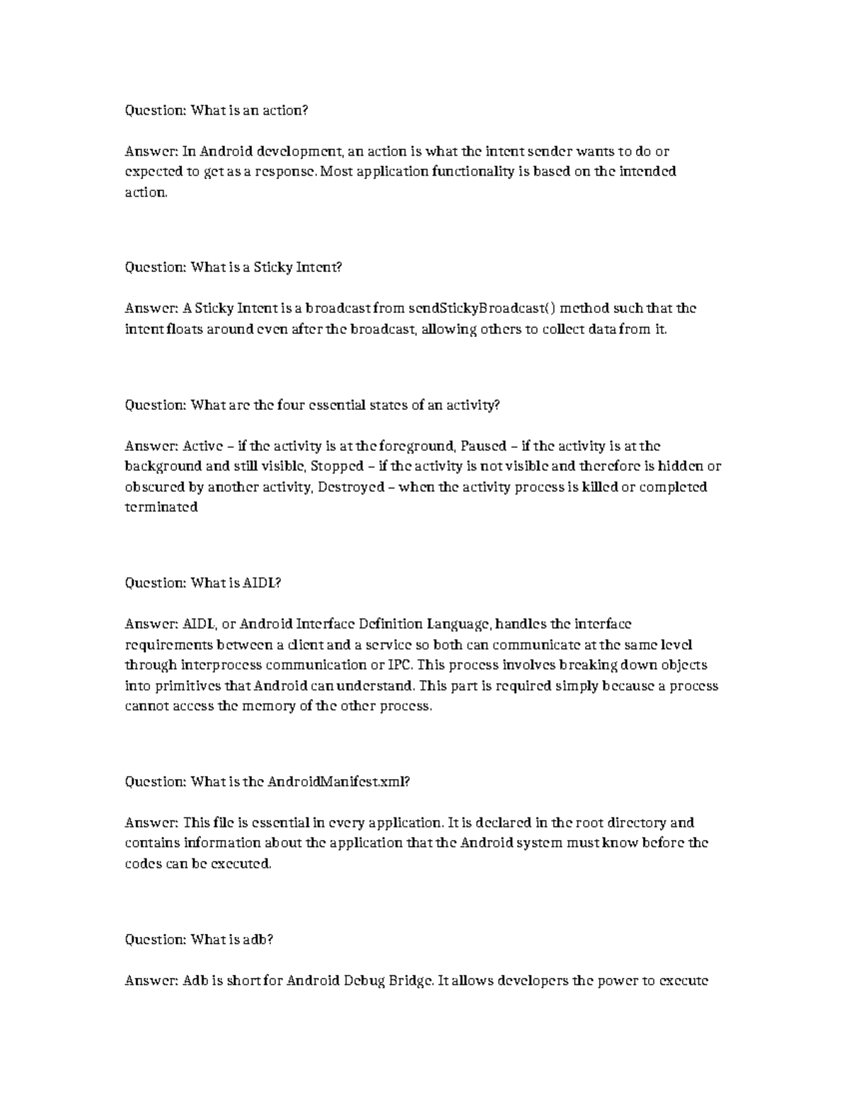 Purged crab-shed misology - Question: What is an action? Answer: In ...