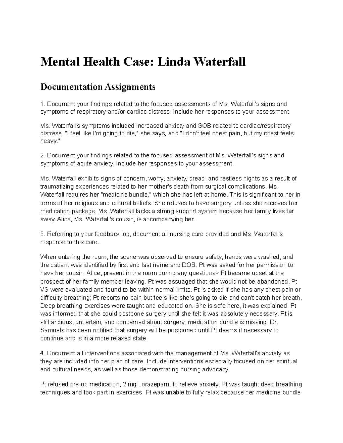 Mental Health Case Linda Waterfall - Mental Health Case: Linda ...