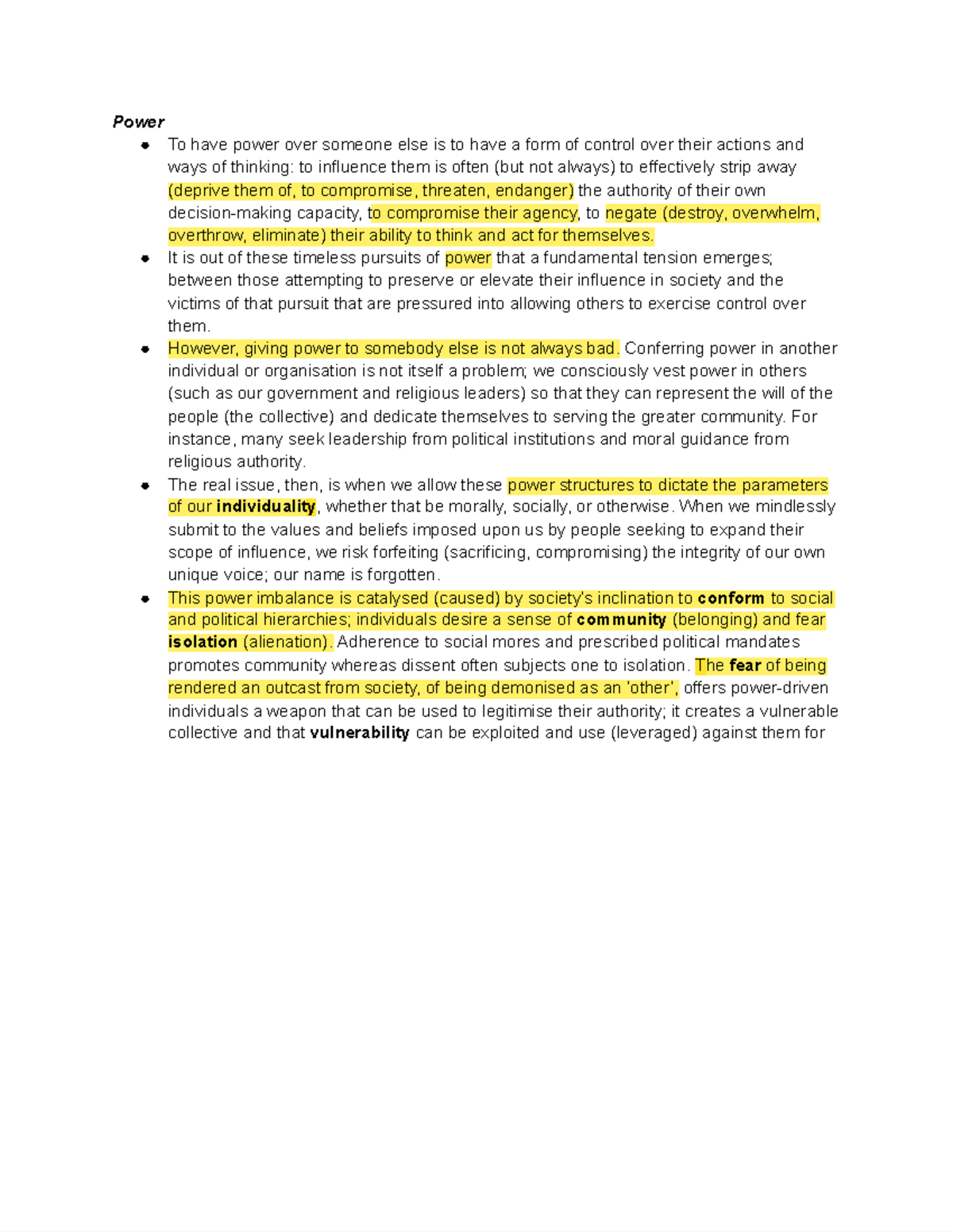 The Crucible Notes - Power To have power over someone else is to have a ...