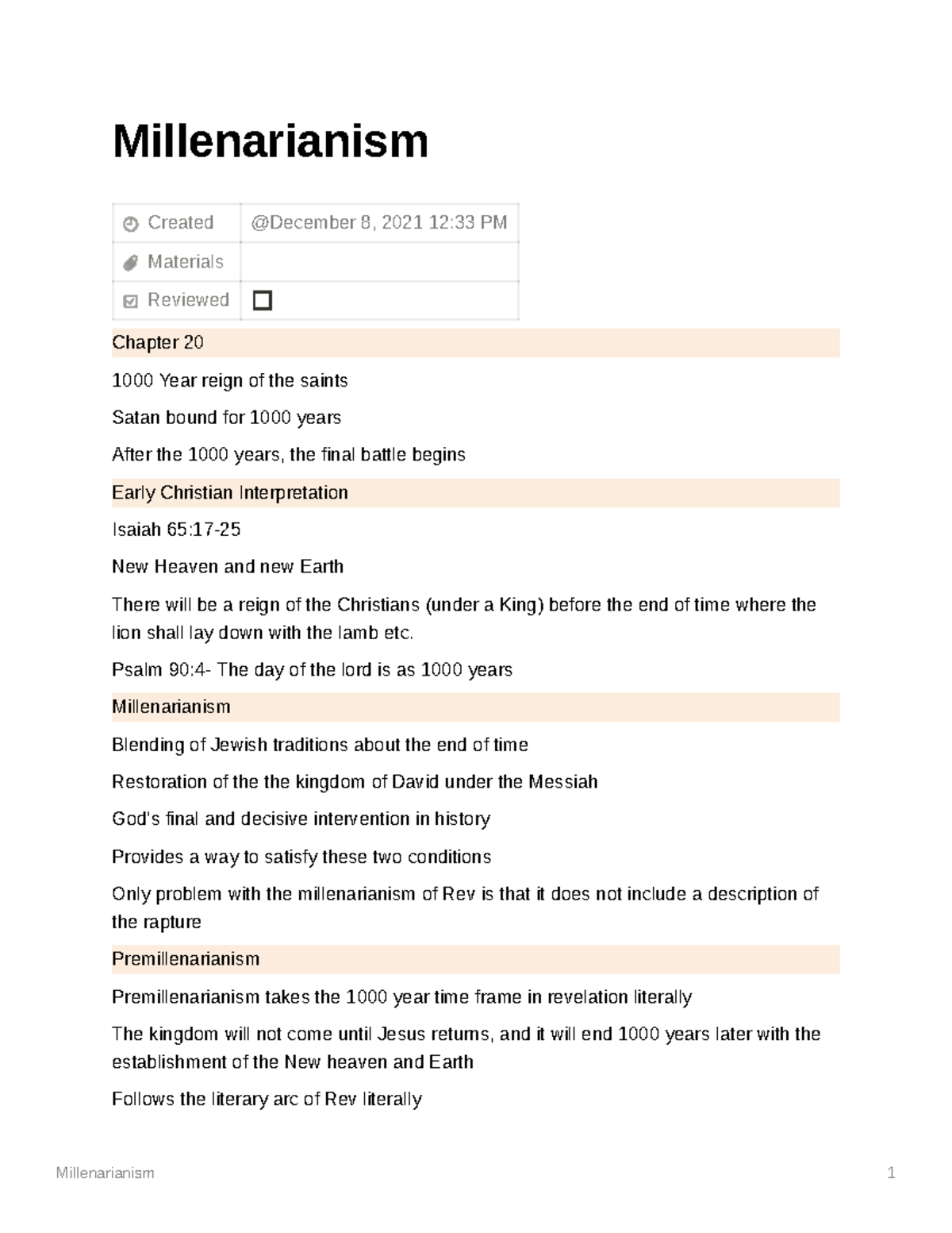 Millenarianism - Prof. Sander - Millenarianism 1 Millenarianism Created ...