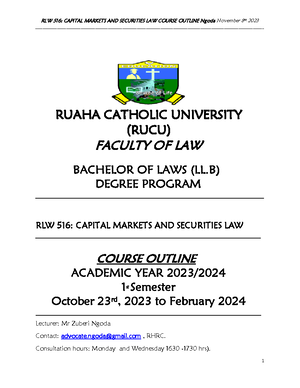RLW 516 Assignment - RUAHA CATHOLIC UNIVERSITY (RUCU) FACULTY OF LAW ...