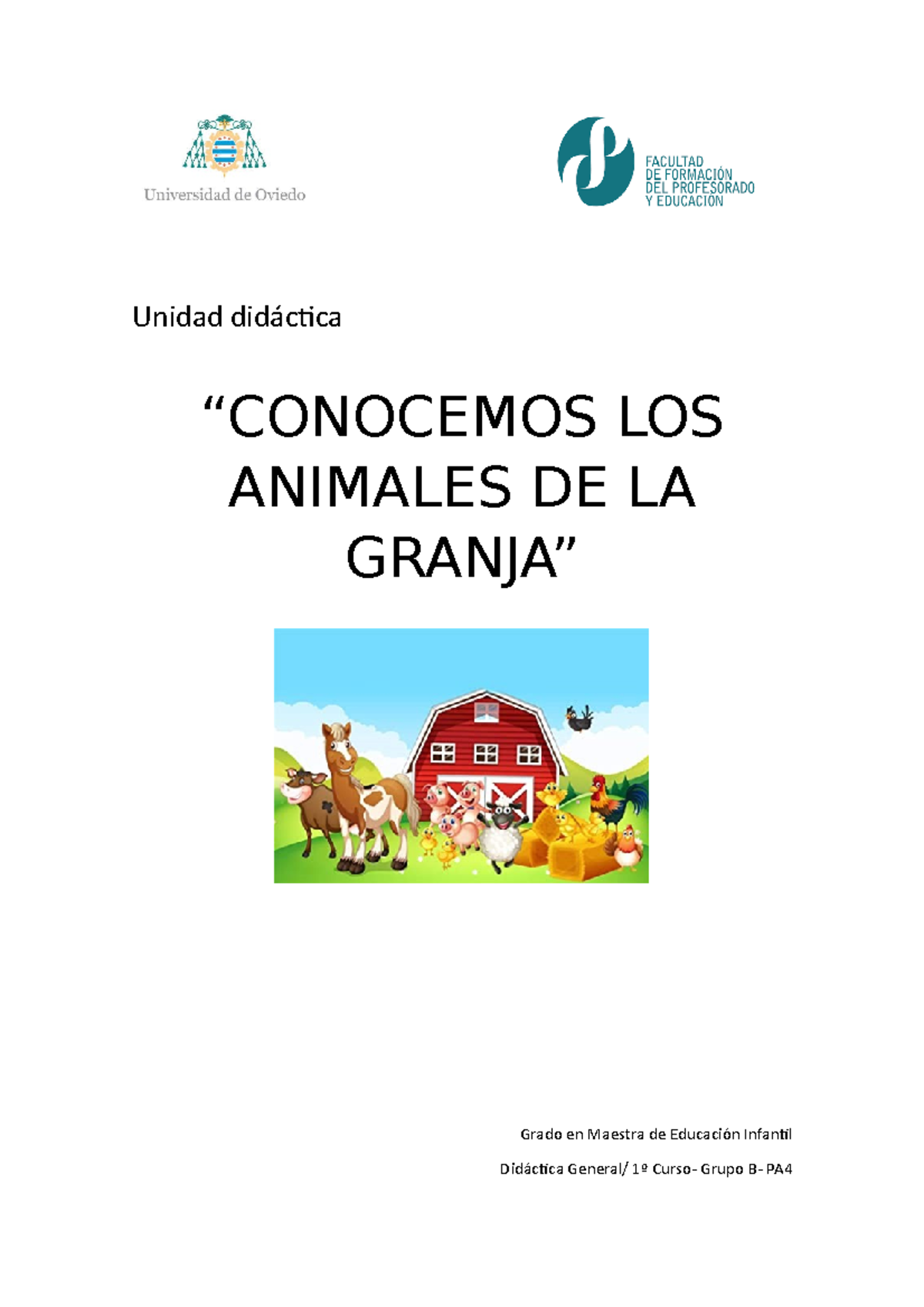 Unidad didáctica - Nota: 7 - Unidad didáctica “CONOCEMOS LOS ANIMALES ...