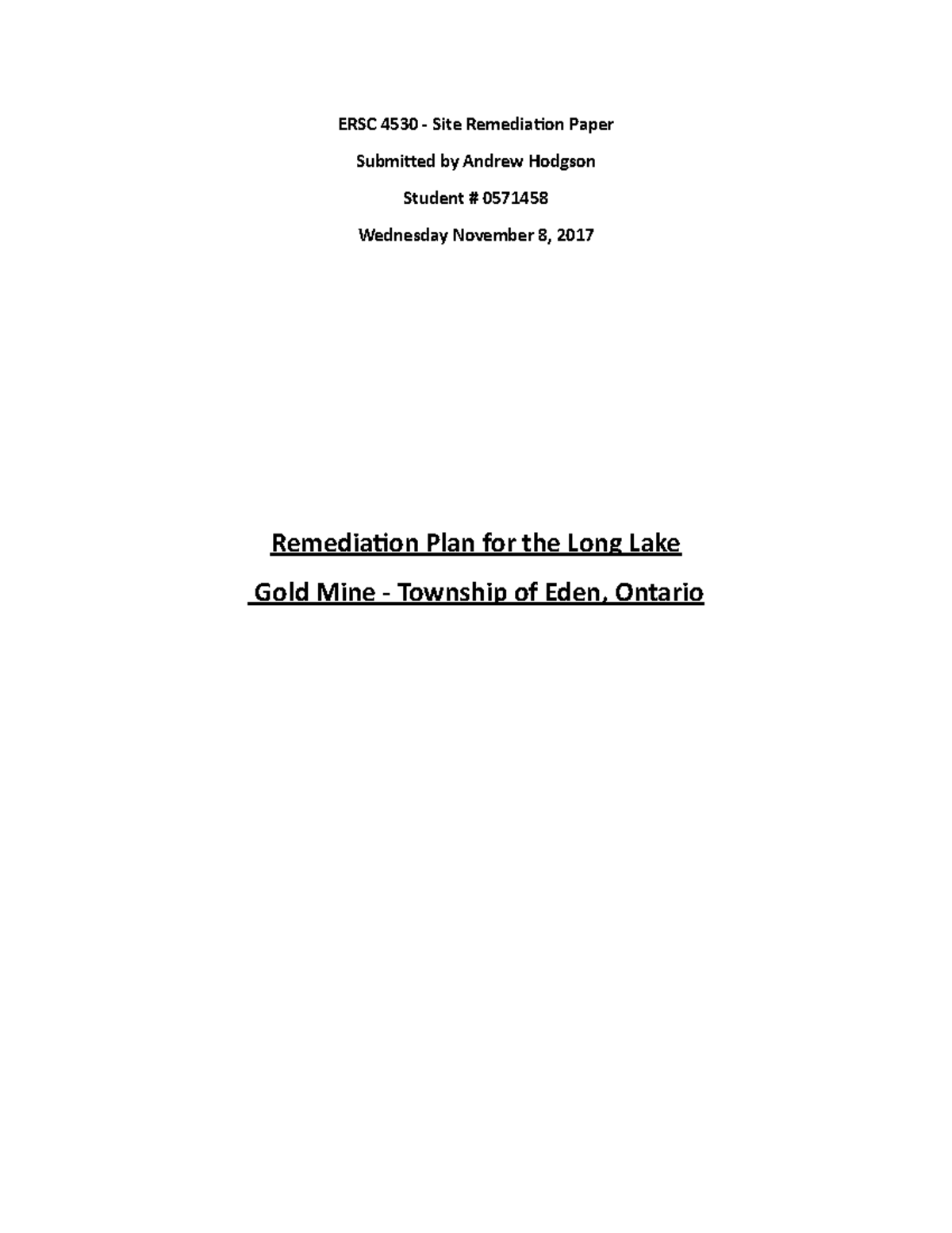 ERSC 4530 Remediaion Paper - ERSC 4530 - Site Remediation Paper ...
