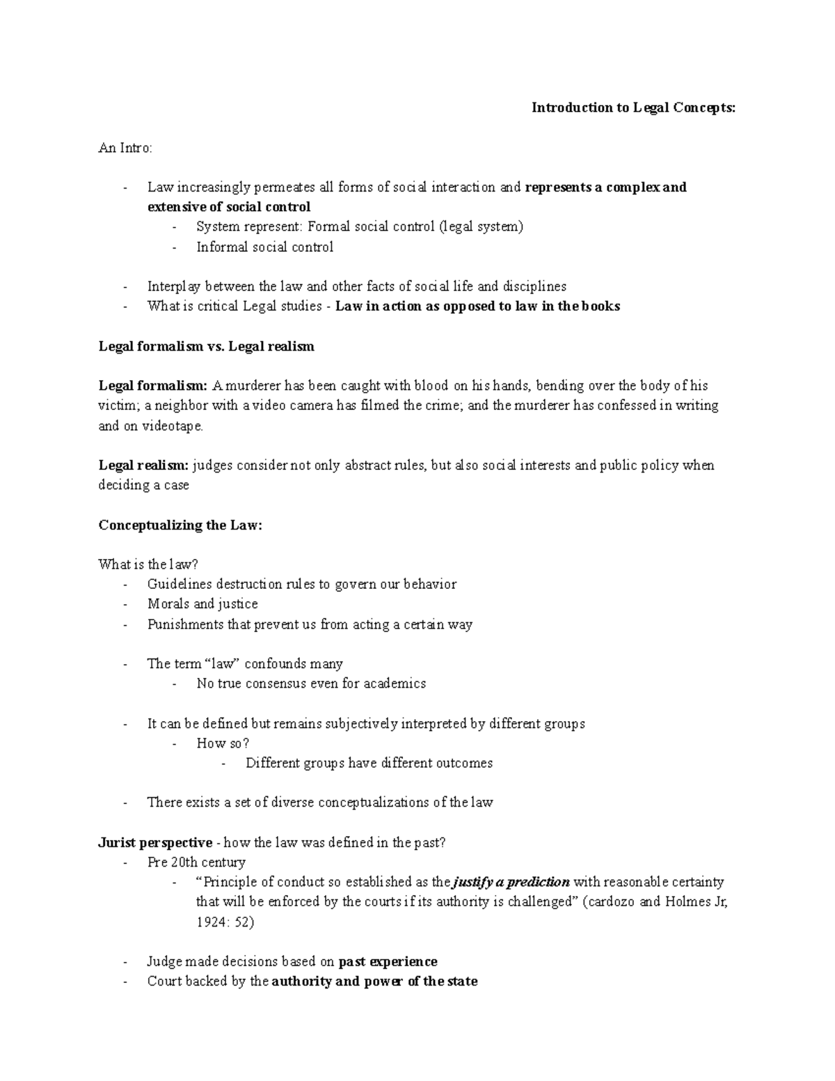LS 101 TERM Notes - Introduction to Legal Concepts: An Intro: Law ...