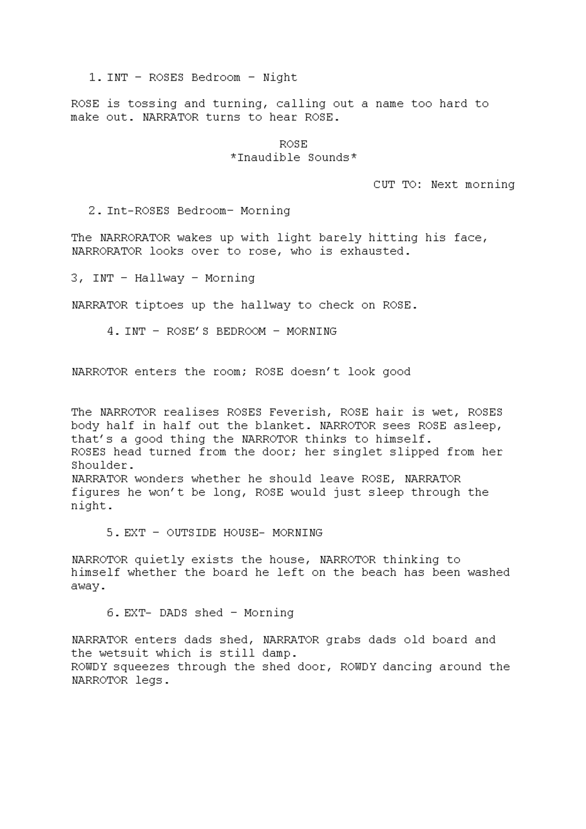 Script english road to winter - INT – ROSES Bedroom – Night ROSE is ...