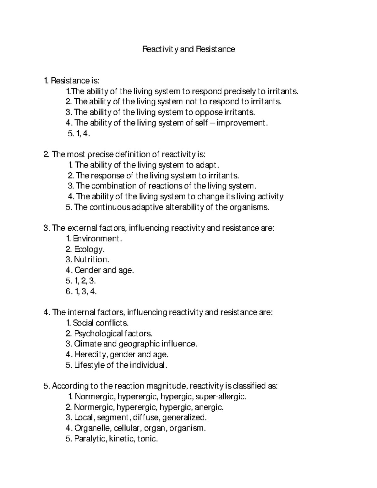 Sample/practice exam June 2018, questions and answers - Reactivity and ...