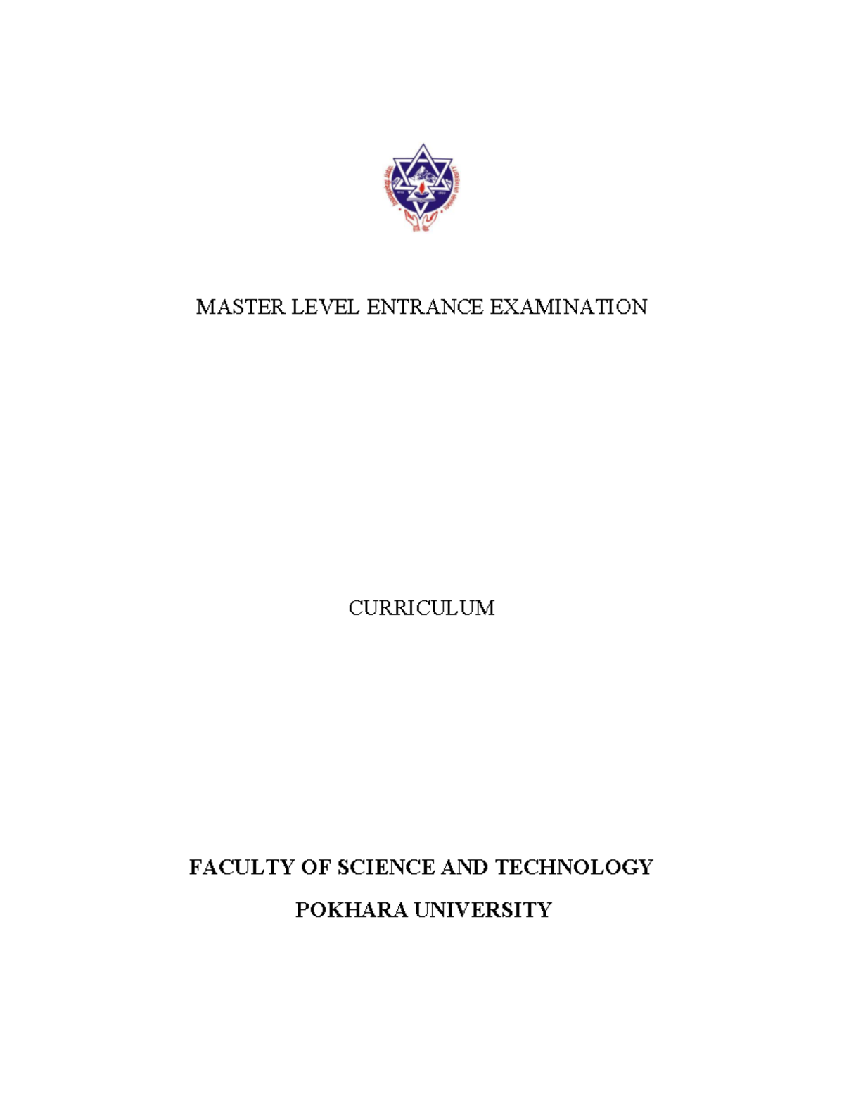 Master Level Entrance Exam Curriculum - MASTER LEVEL ENTRANCE ...