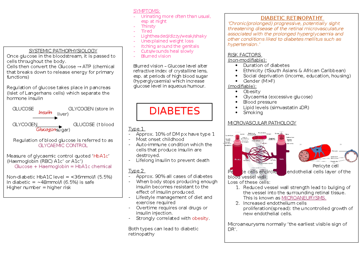 Diabetes - Notes - DIABETES Type 1 - Approx. 10% of DM px have type 1 ...