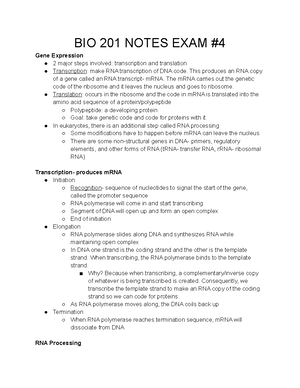 Bio 201 Notes - BIO 201 - Studocu