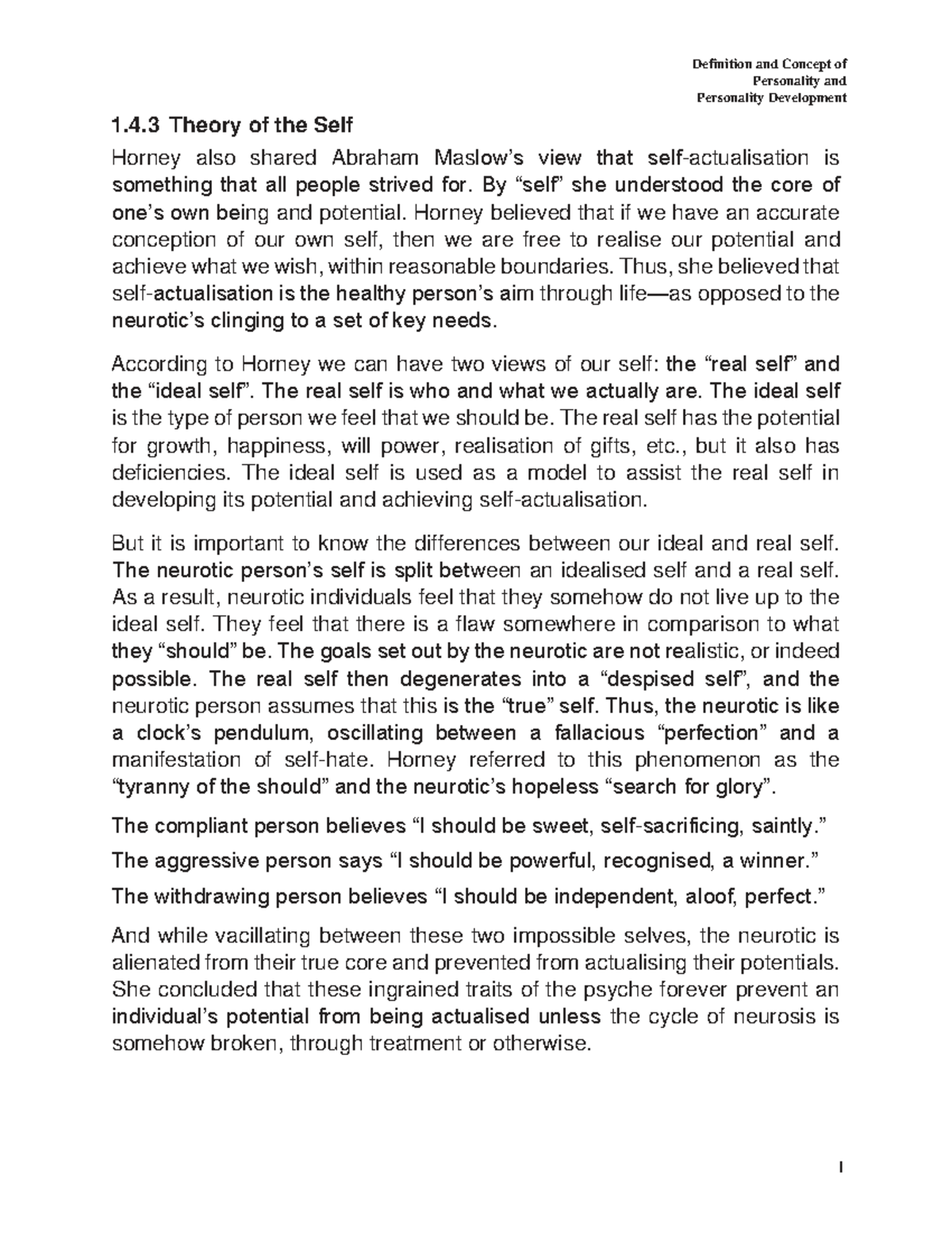 Theory of the Self - summary - Personality and Personality Development ...