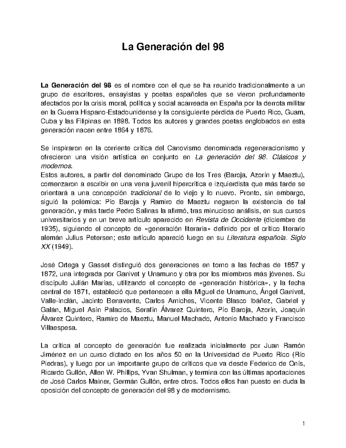 La Generación del 98 - Todos los autores y grandes poetas englobados en ...