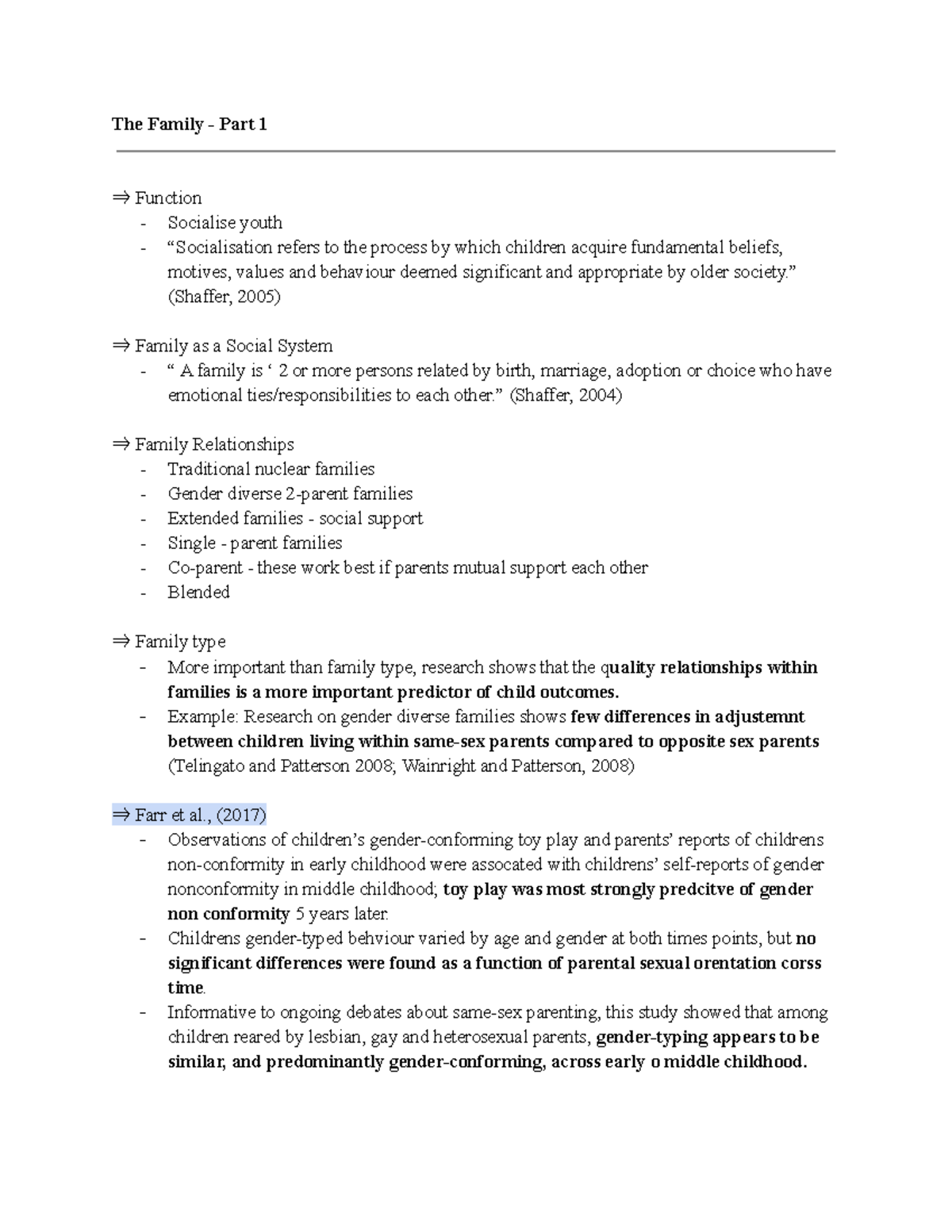 The Family - Part 1 lecture notes - The Family - Part 1 ⇒ Function ...