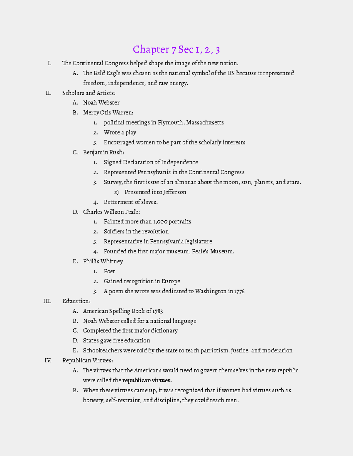 US History (H) Ch 7 - Chapter 7 Sec 1, 2, 3 I. e Continental Congress ...
