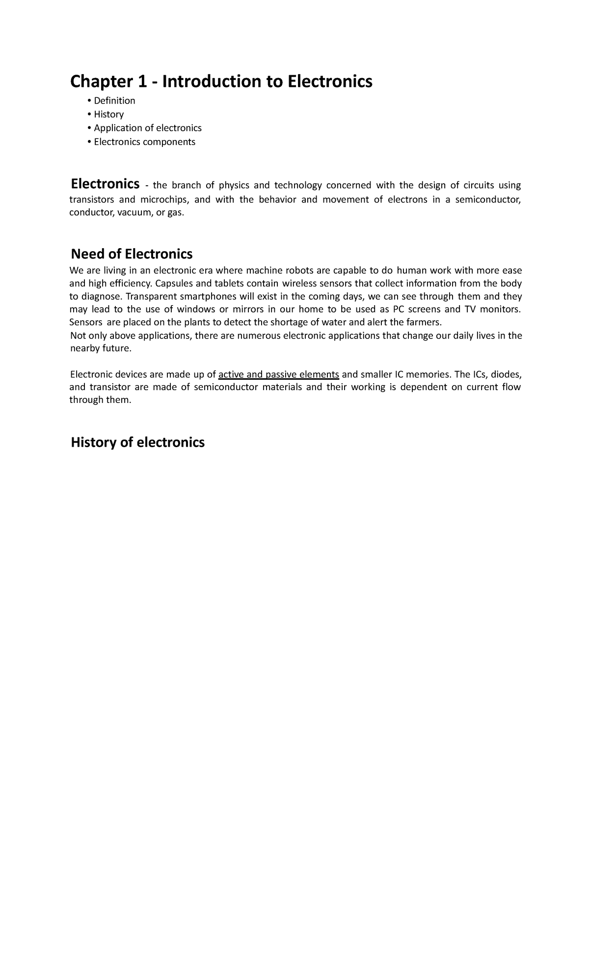 Chapter 1 - hard - Chapter 1 - Introduction to Electronics Definition ...