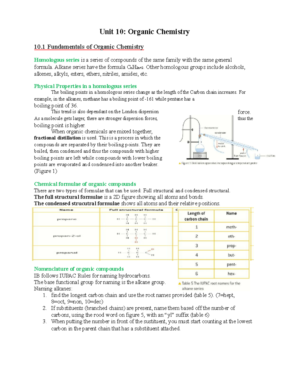 Organic Chemistry Review - Unit 10: Organic Chemistry 10 Fundamentals ...