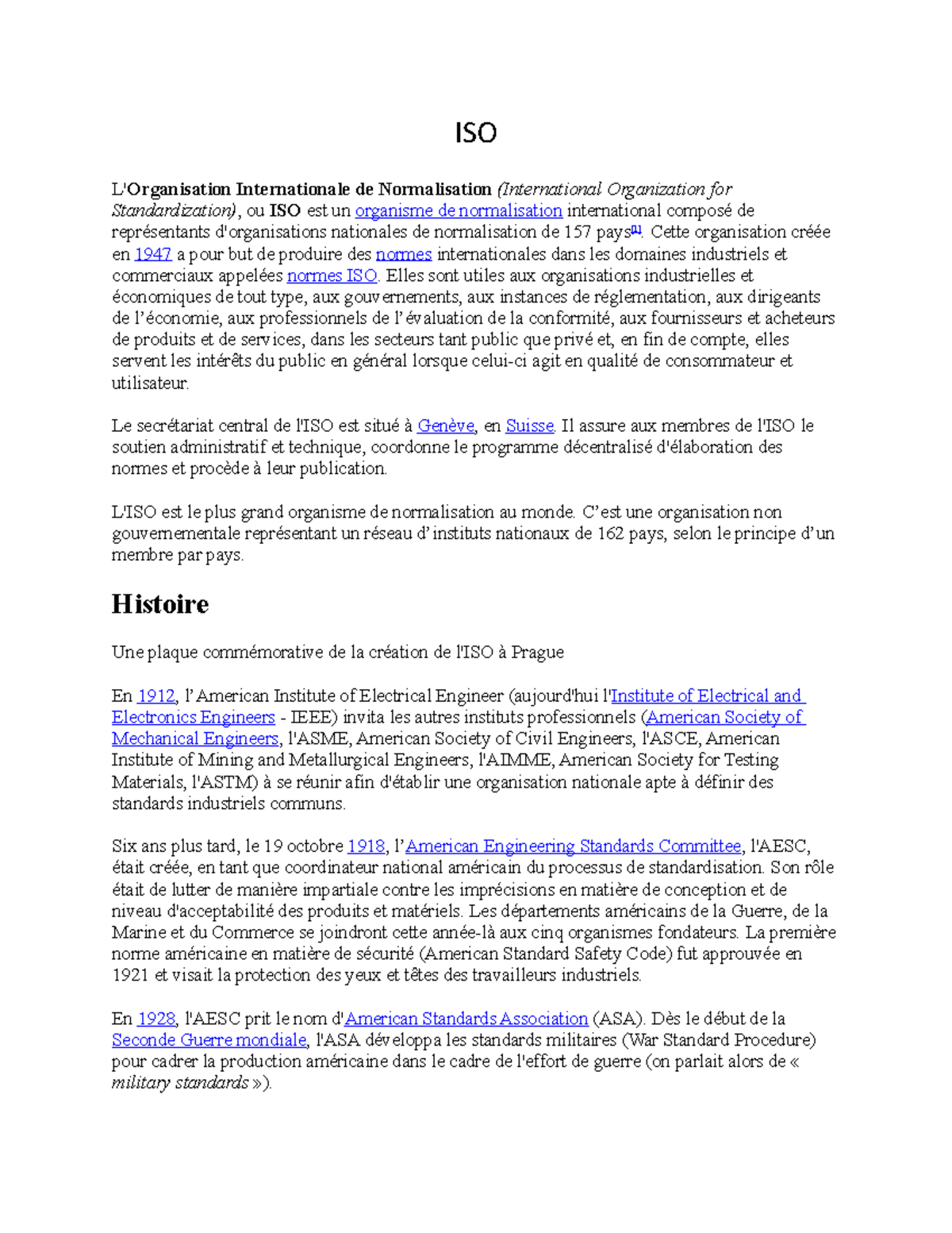 Normes ISO - ISO L'Organisation Internationale de Normalisation (International Organization for ...