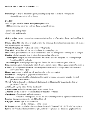 Immunology Test 1 Notes-2 - FVideo Lecture 1 Immunology in the context ...