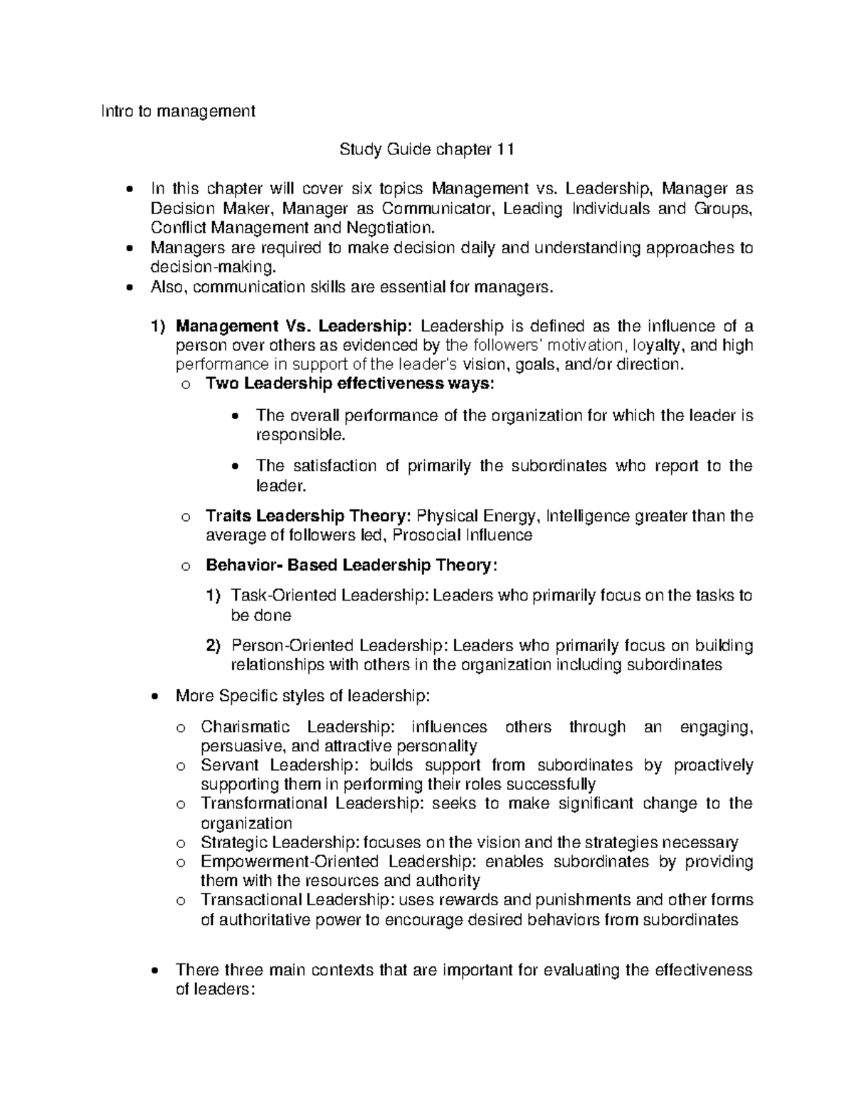 Study Guide chapter 11 - Intro to management Study Guide chapter 11 In ...