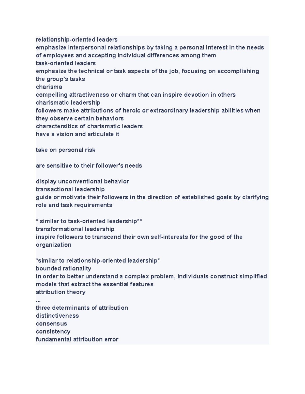 MGT410 #7 - review - relationship-oriented leaders emphasize ...