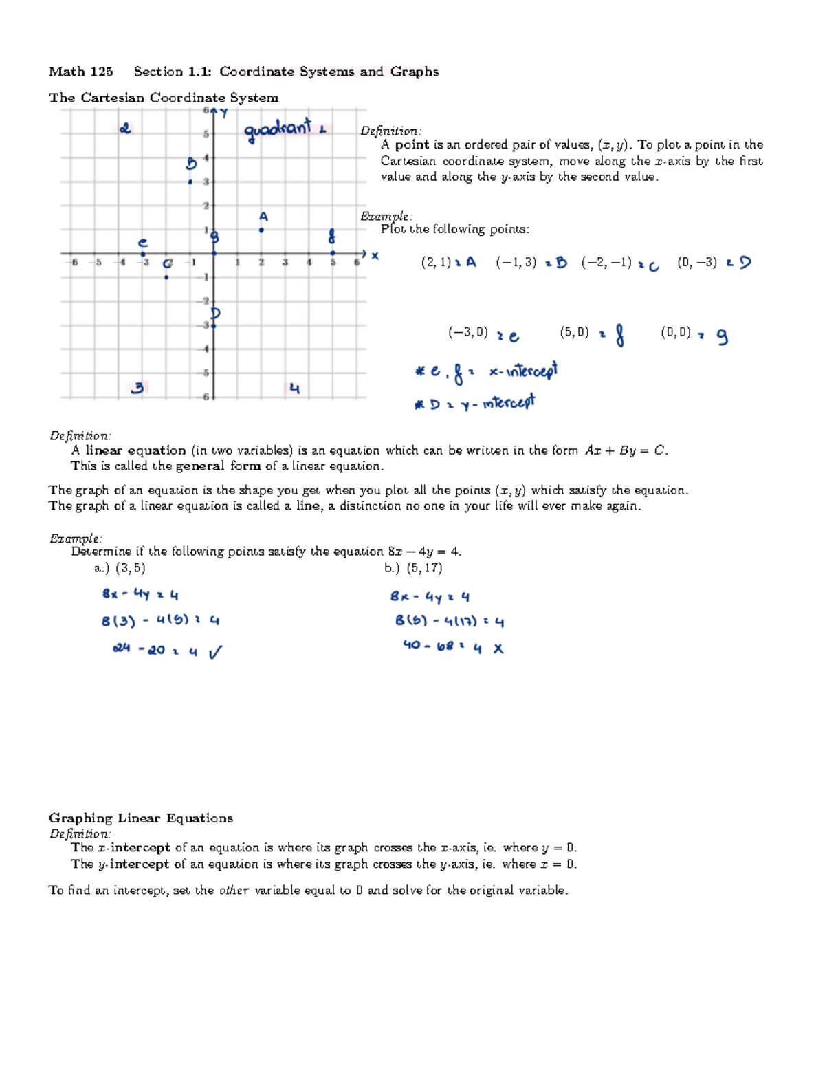 Math 125 LS 1 - Lecture notes Prof Devi - Math 125 Section 1 ...