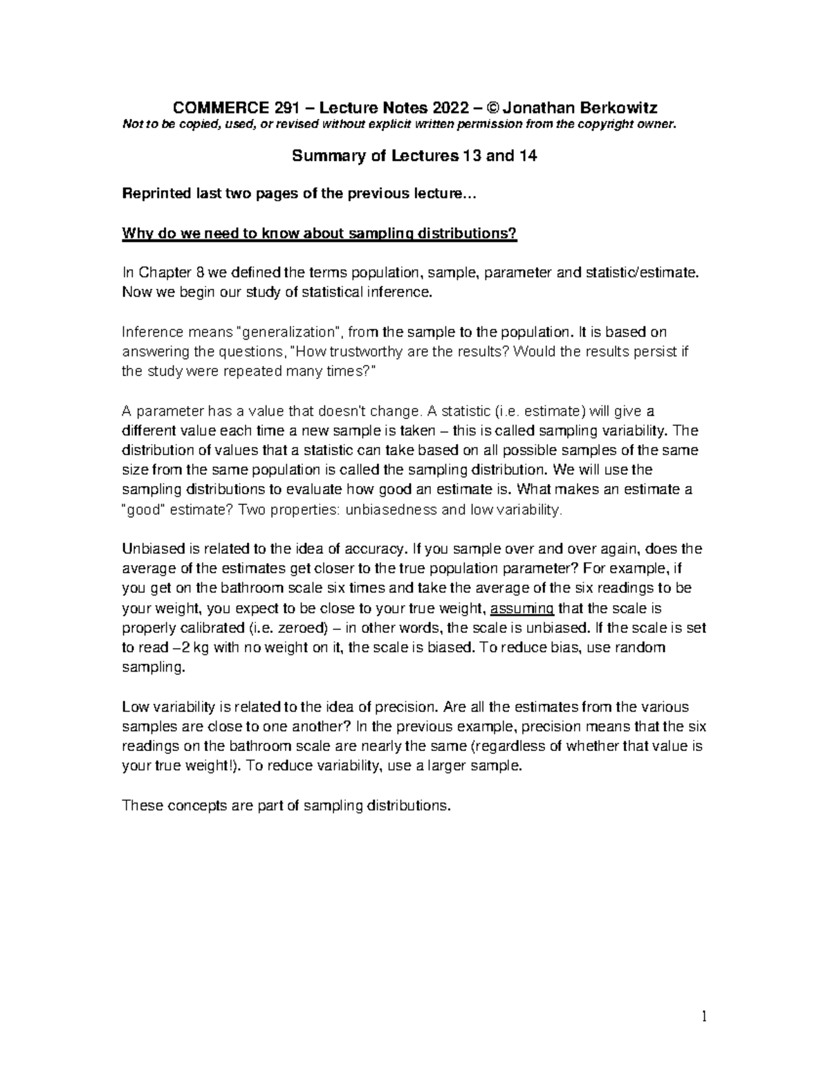 Lectures 13 and 14 (proportion) - COMMERCE 291 – Lecture Notes 2022 ...