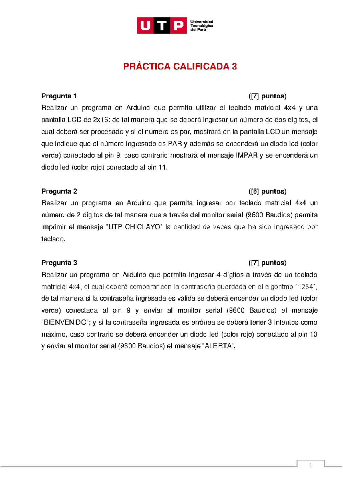 Practica Calificada 031 - 1 PRÁCTICA CALIFICADA 3 Pregunta 1 ([7 ...