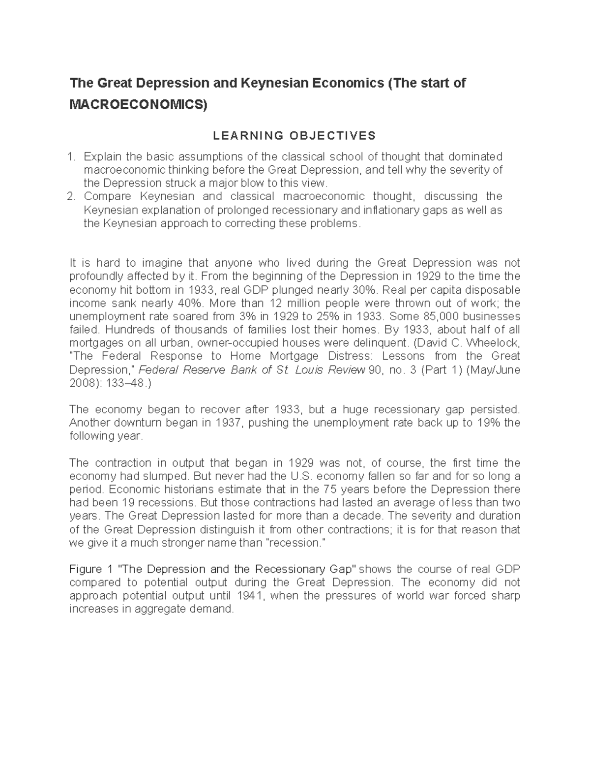 7 The Great Depression and Keynesian Economics - Compare Keynesian and ...