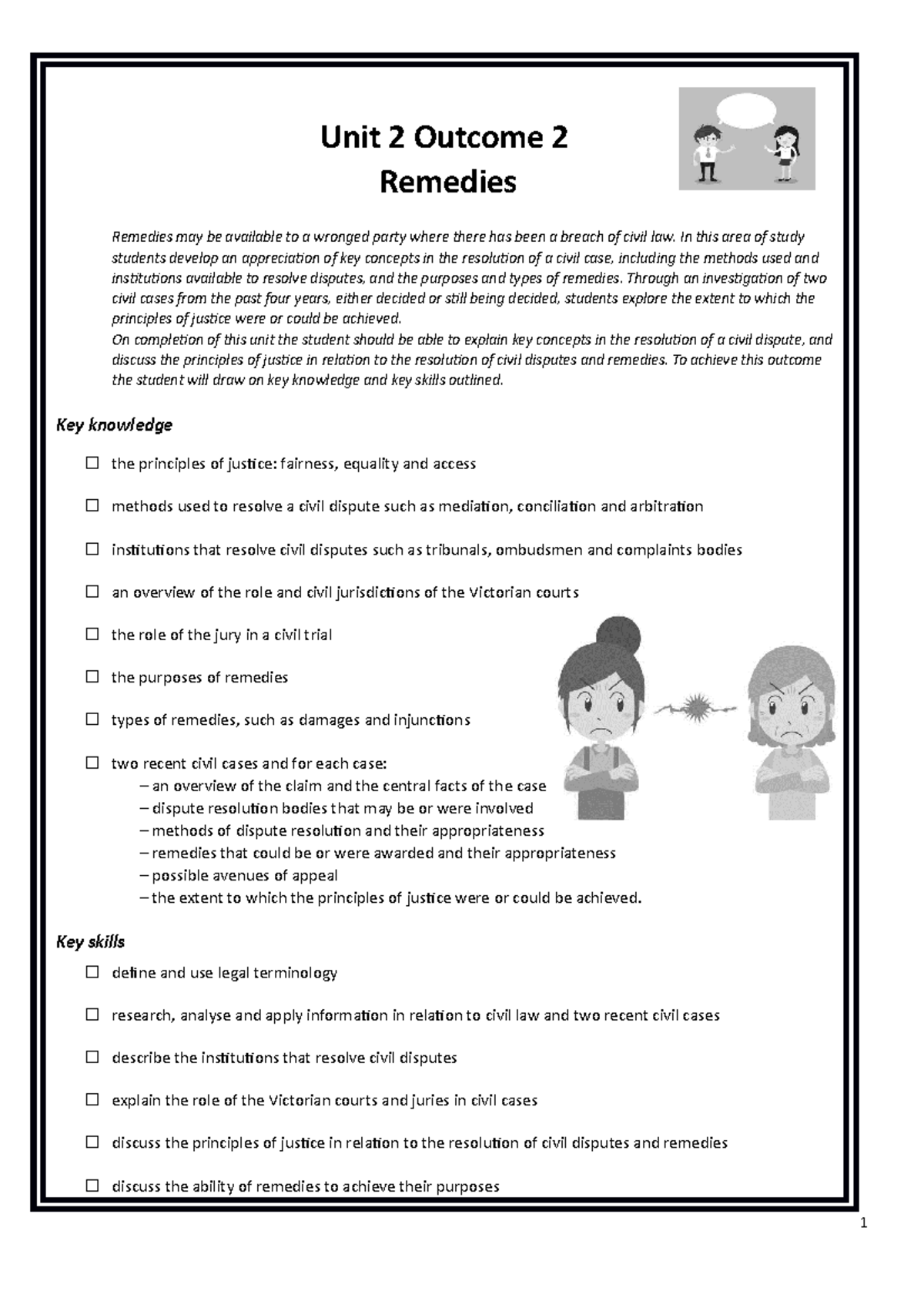 2021 - Remedies Booklet for legal studies, prac sac's - Unit 2 Outcome ...