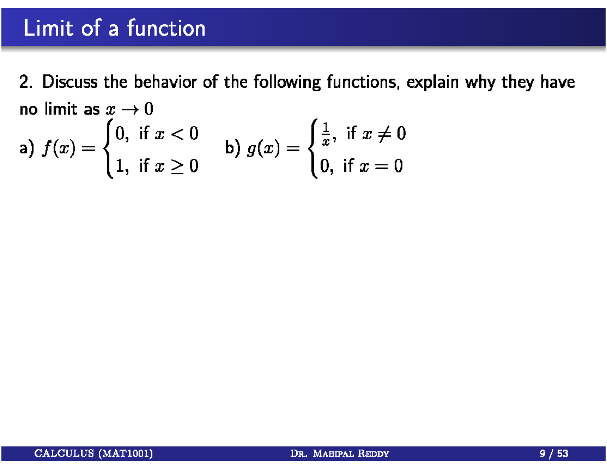 MATH LIM1 - Calculus for Engineers - Studocu