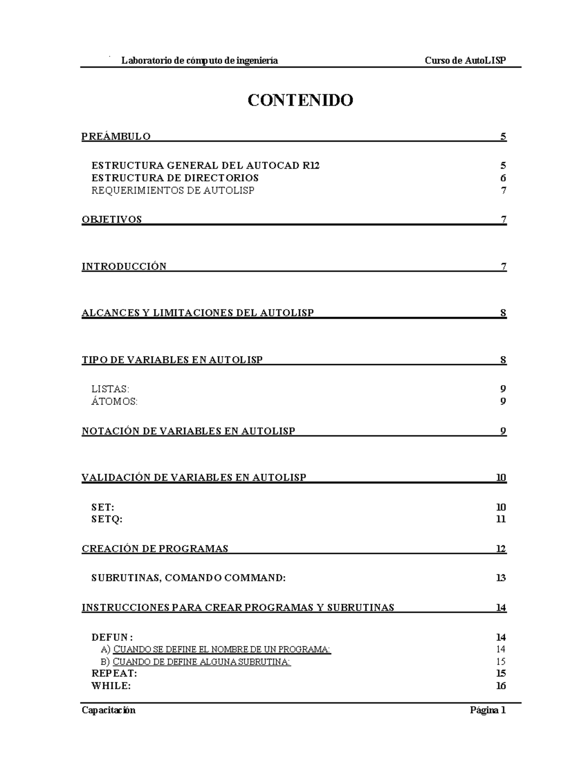 Autolisp - Apoyo - CONTENIDO PREÁMBULO ESTRUCTURA GENERAL DEL AUTOCAD ...