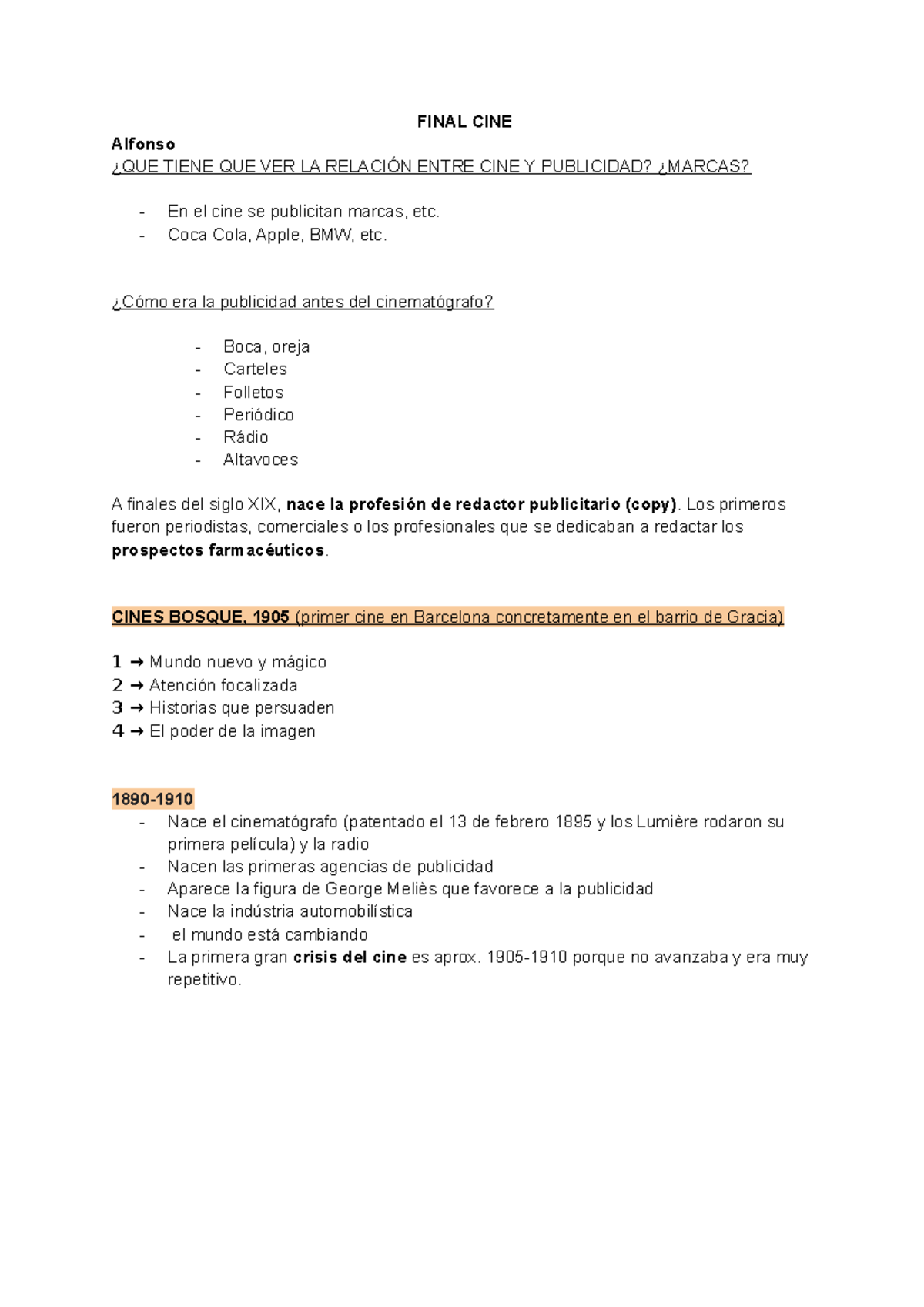 Final CINE - apunts de cne - FINAL CINE Alfonso ¿QUE TIENE QUE VER LA ...