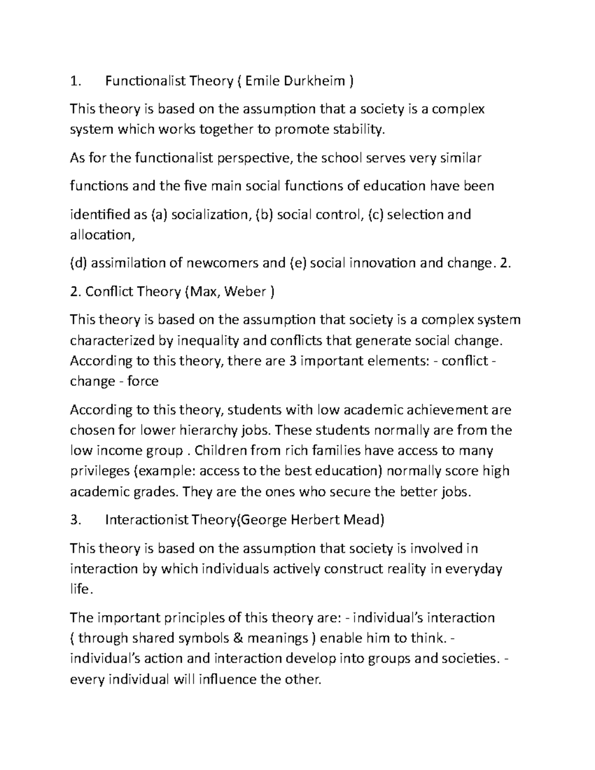 Theories - output - Functionalist Theory ( Emile Durkheim ) This theory ...