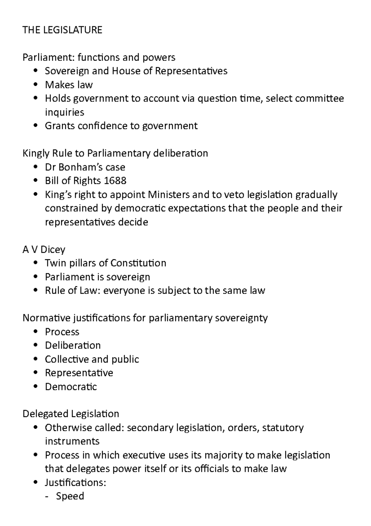 211 outline legislative - THE LEGISLATURE Parliament: functions and ...