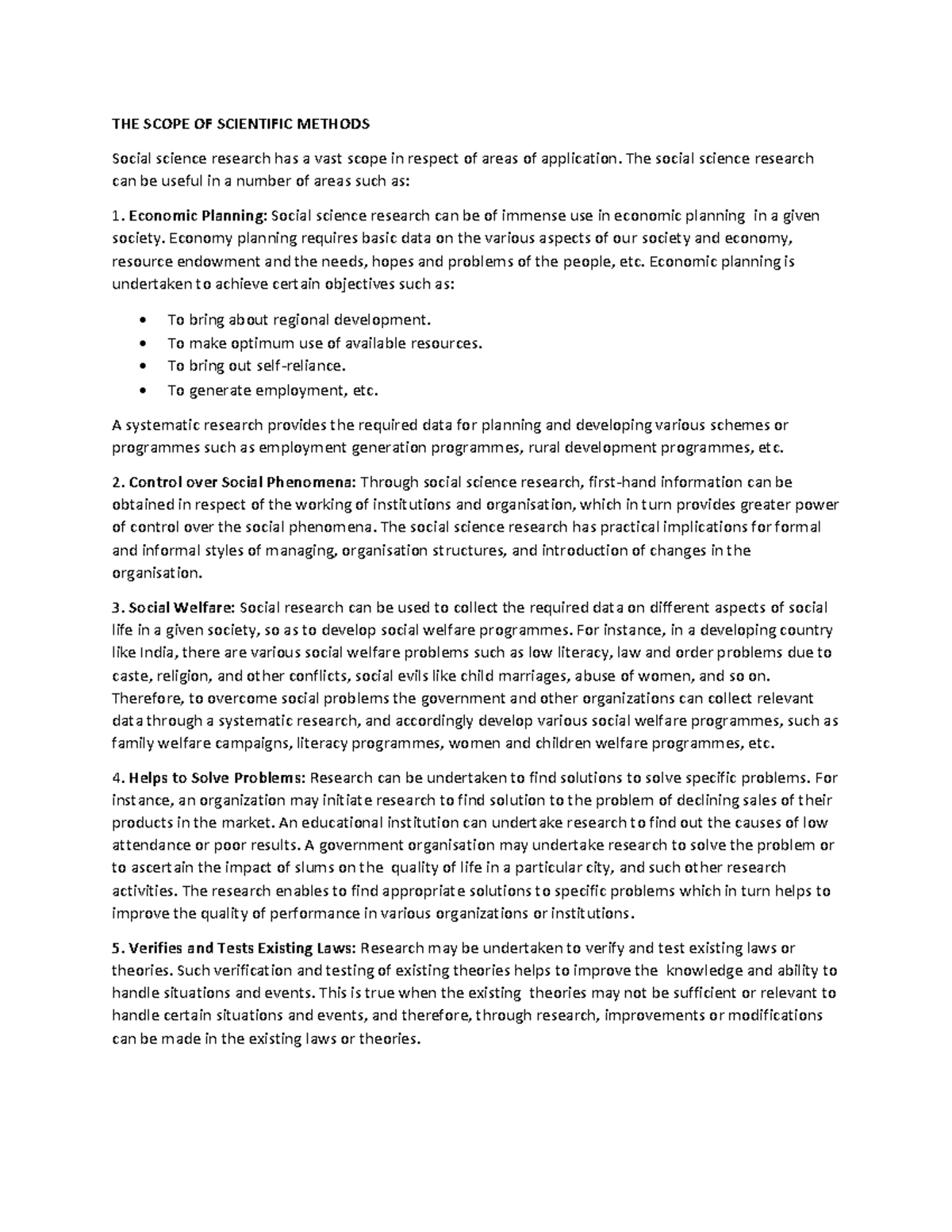 Scope of scientific method - THE SCOPE OF SCIENTIFIC METHODS Social ...