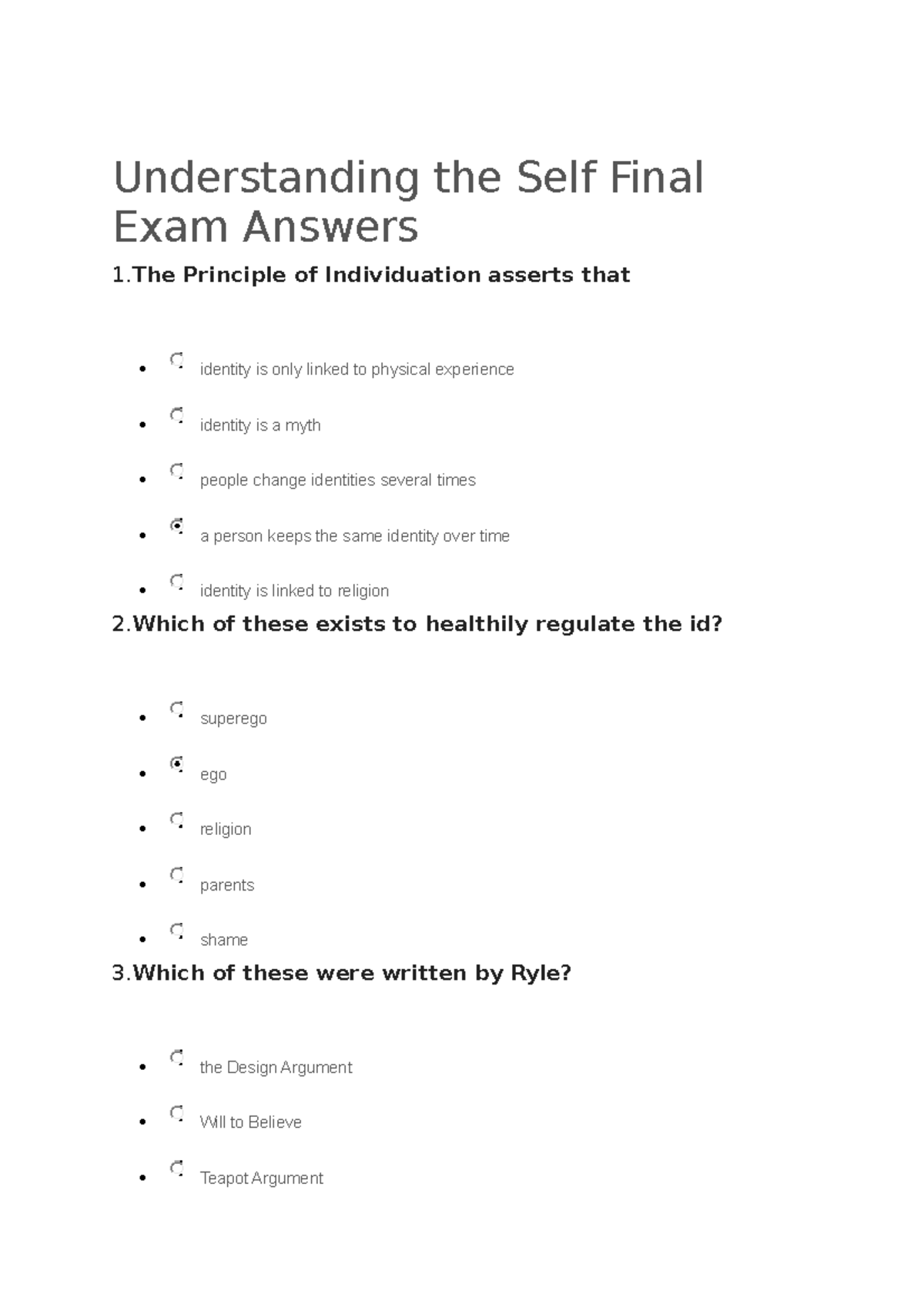 393583274 Understanding the Self Final Exam Answers - Understanding the ...