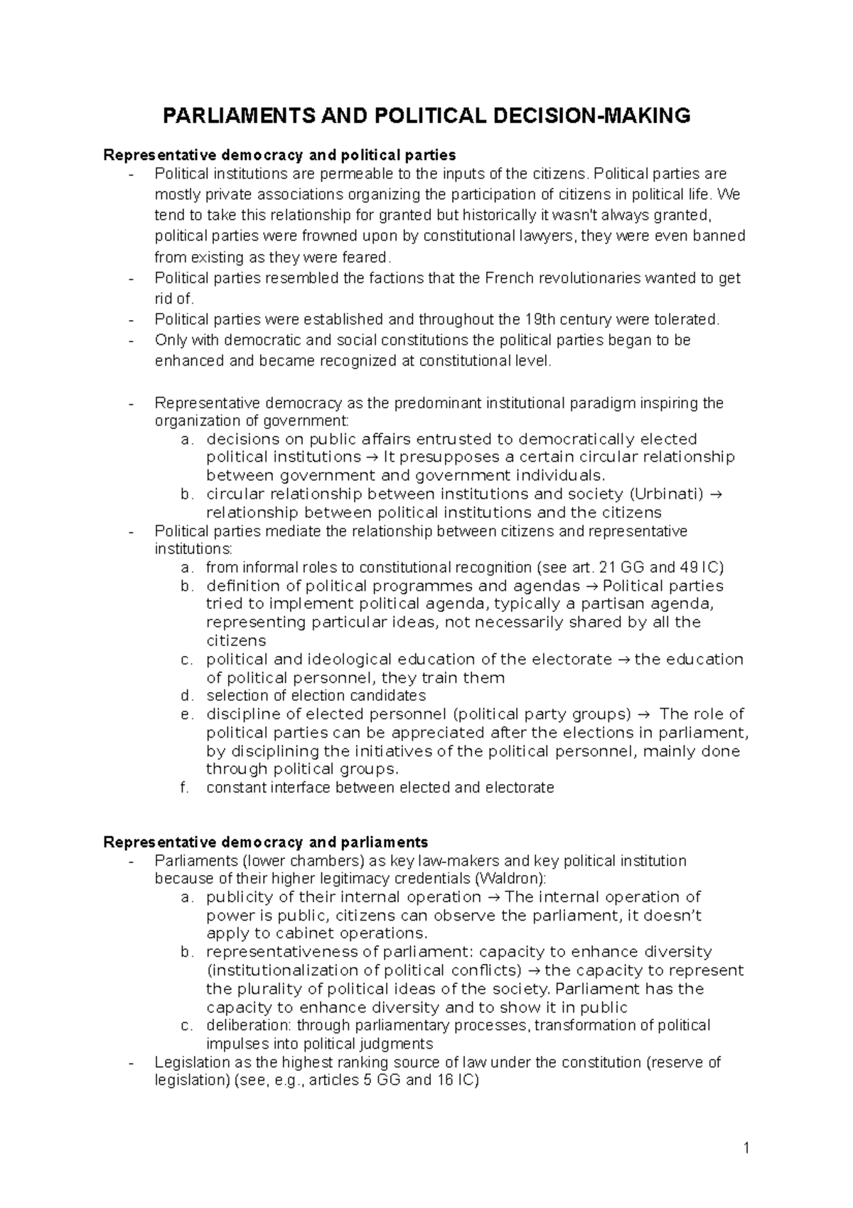 Unit 6 - Parliaments AND Political Decision- Making - PARLIAMENTS AND ...