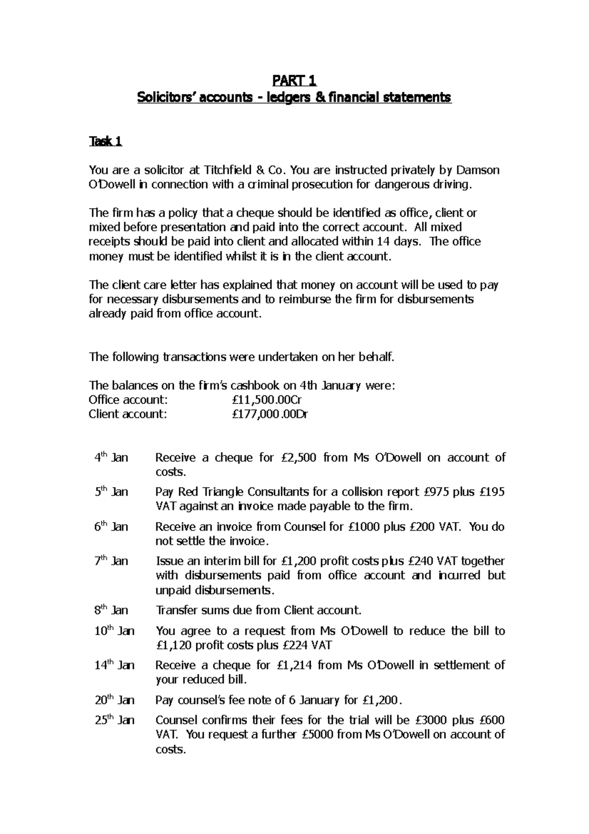 PART 1 - PART 1 Solicitors’ accounts - ledgers & financial statements ...