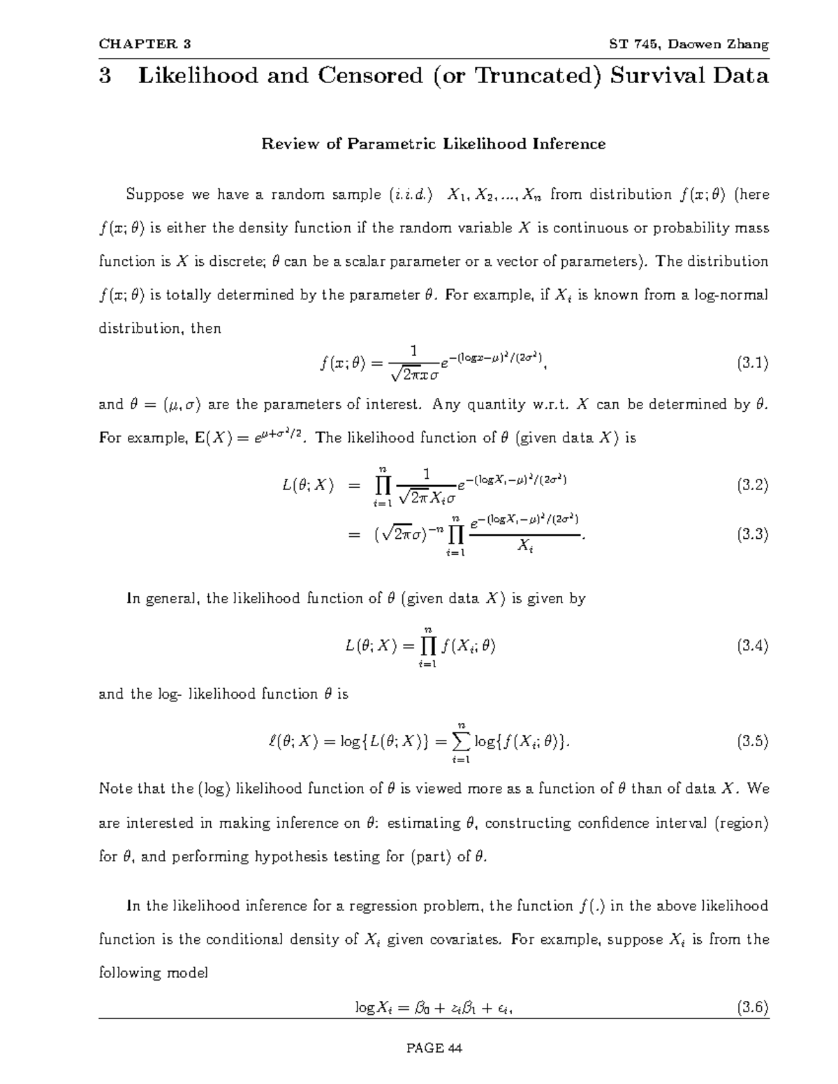 Likelihood and Censored Truncated Survival Datapdf - 3 Likelihood and ...