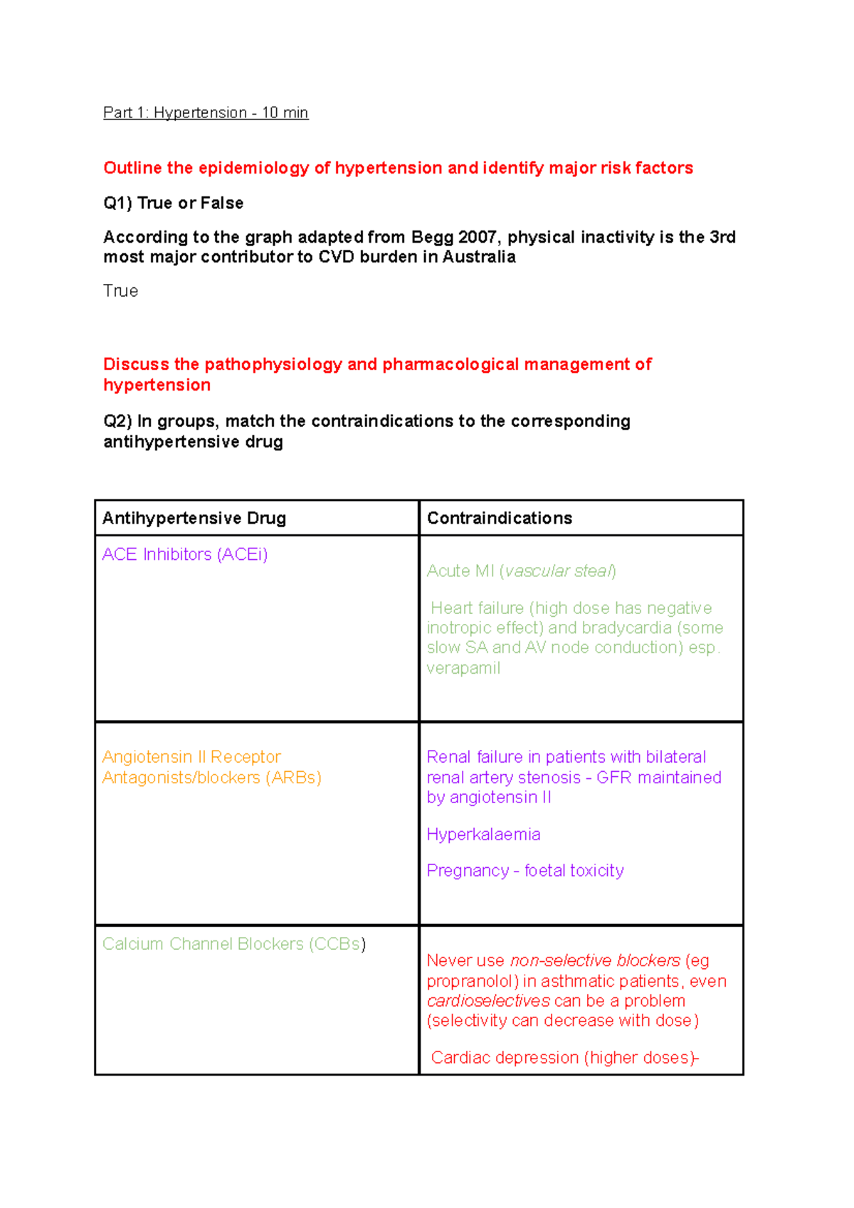 UPass Wk8 HT Student Worksheet - Part 1: Hypertension - 10 min Outline ...