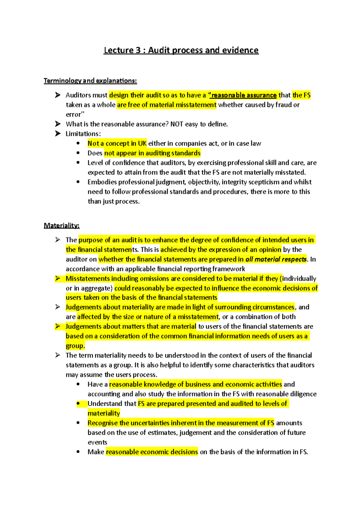 Audit Process And Evidence Lecture 3 Audit Process And Evidence Terminology And Explanations