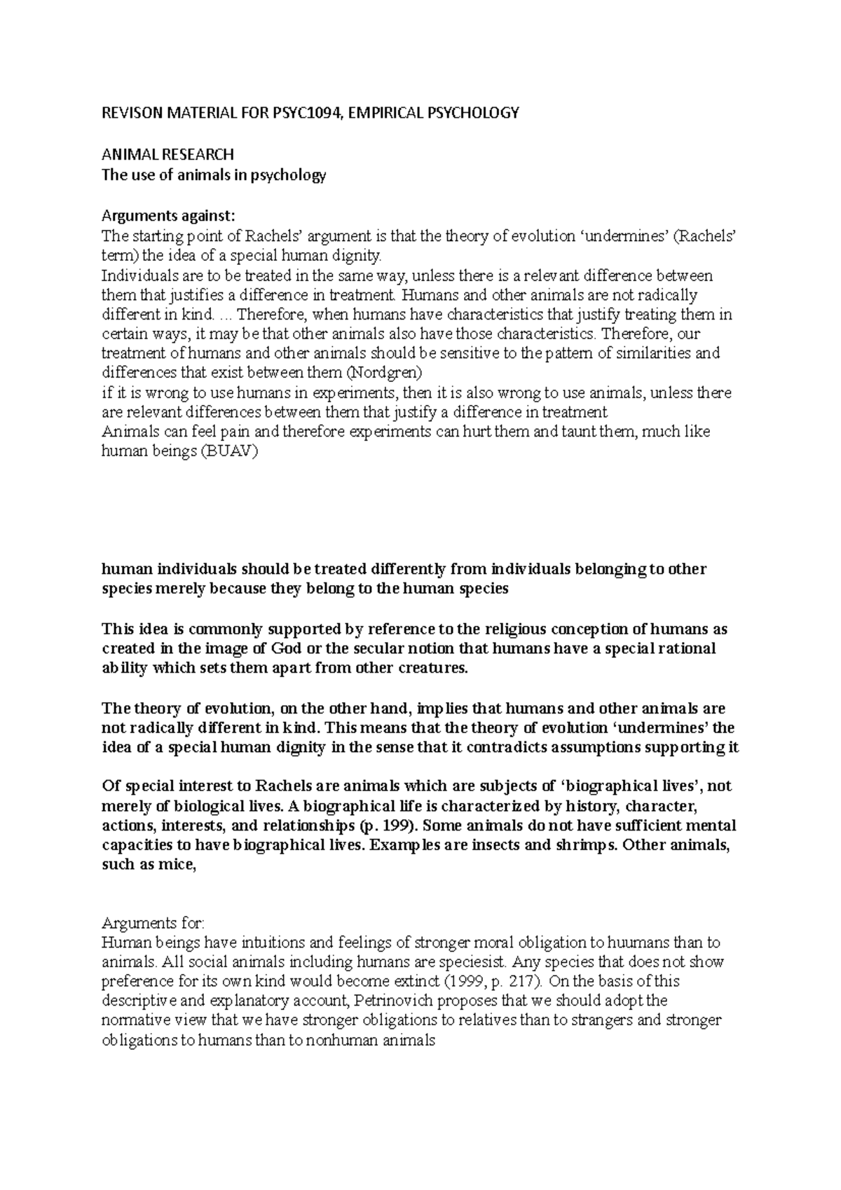 Workshop prep week 16, empirical psychology - REVISON MATERIAL FOR ...